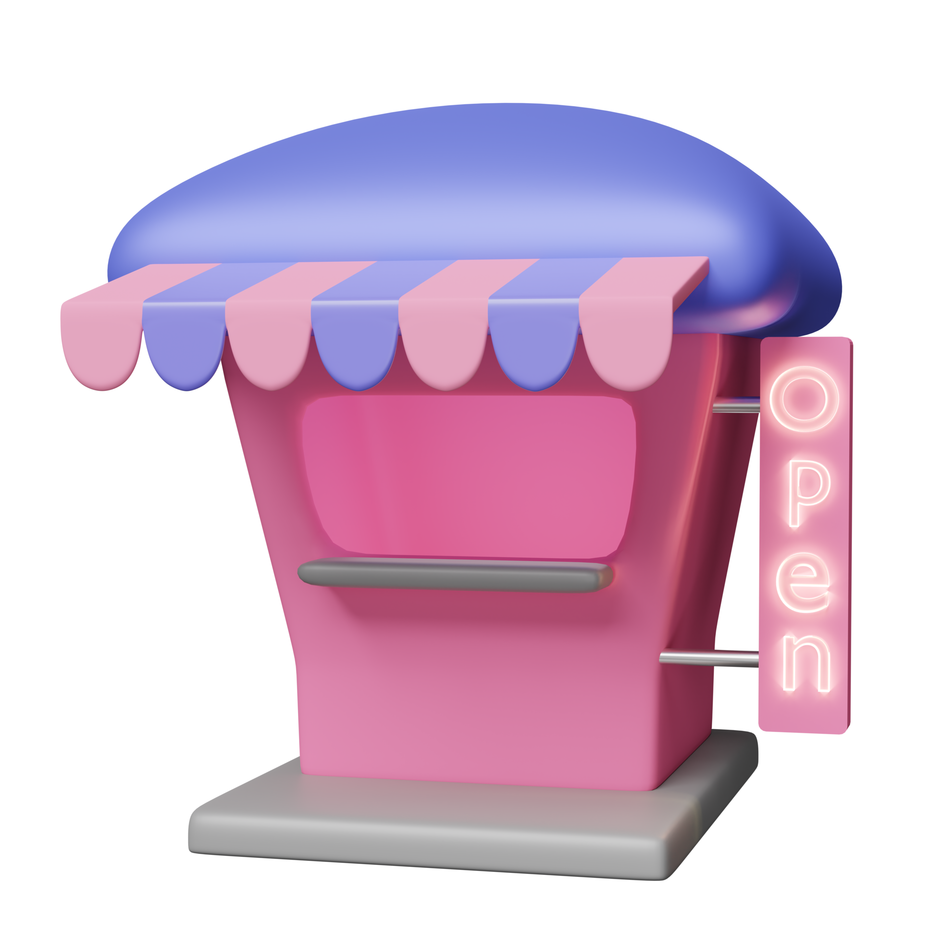 Pink Blue Shop Or Store Front Isolated Startup Franchise Business Online Shopping Concept 3d