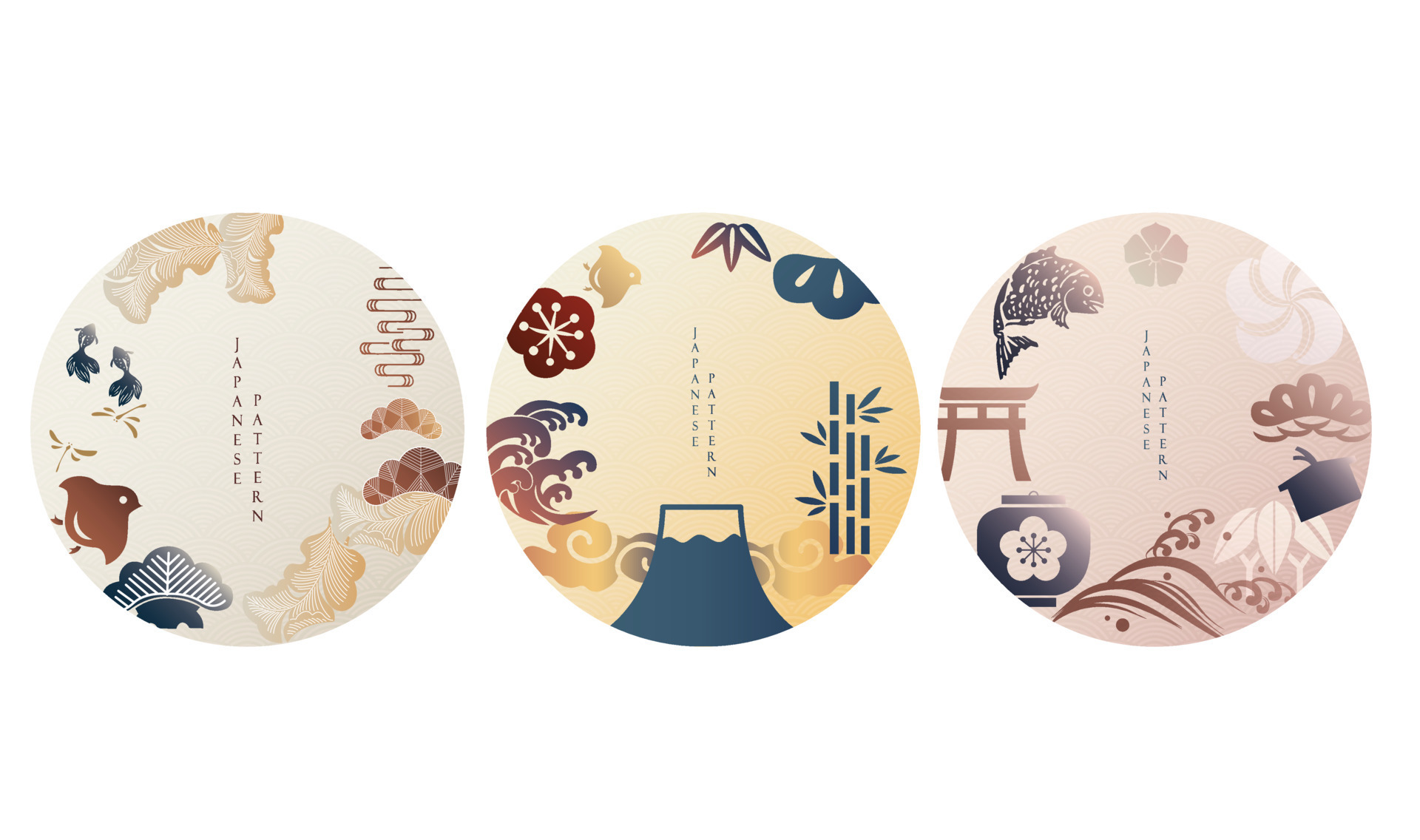 Set Of Geometric Modern Graphic Elements Vector Asian Icons With Japanese Pattern Abstract