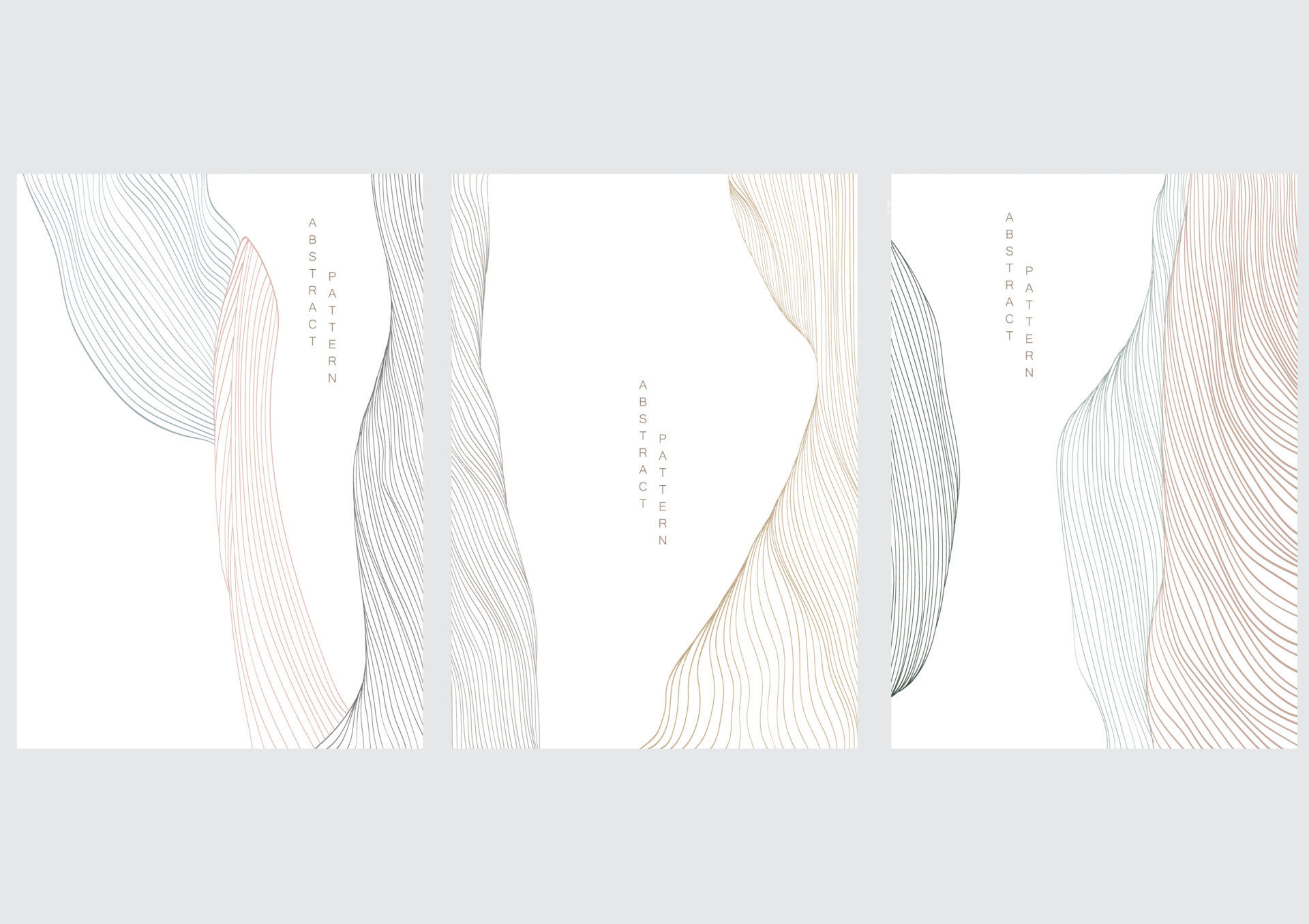 Abstract Landscape Background With Line Pattern Vector Japanese Wave Template In Vintage Style