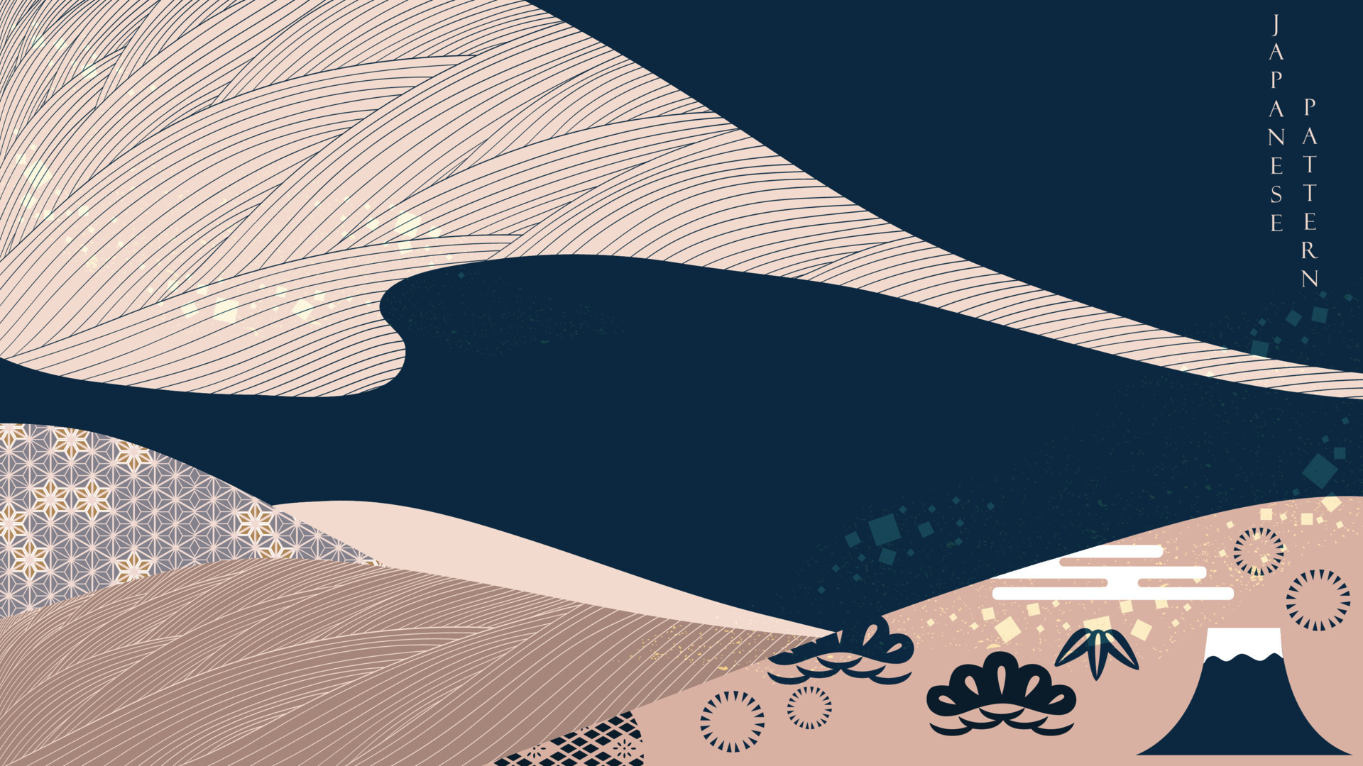 Japanese Background With Asian Icon Pattern Vector Abstract Art