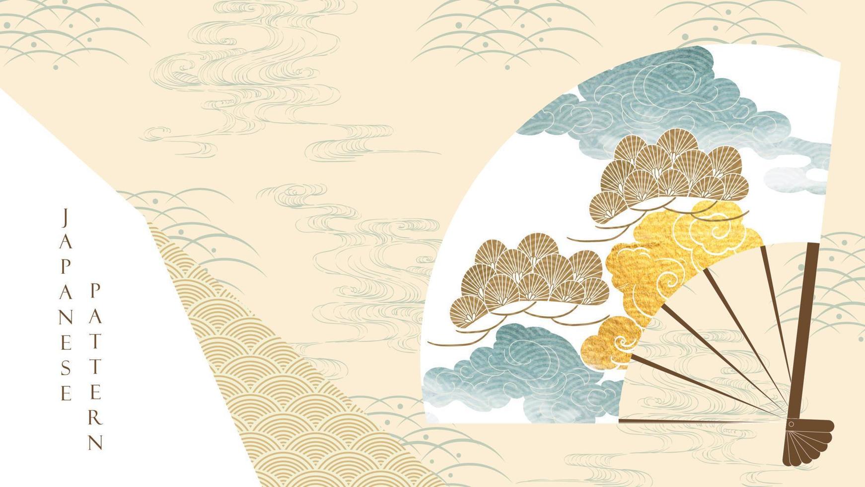 Japanese Background With Geometric Pattern Vector Abstract Art Decoration With Hand Draw Wave