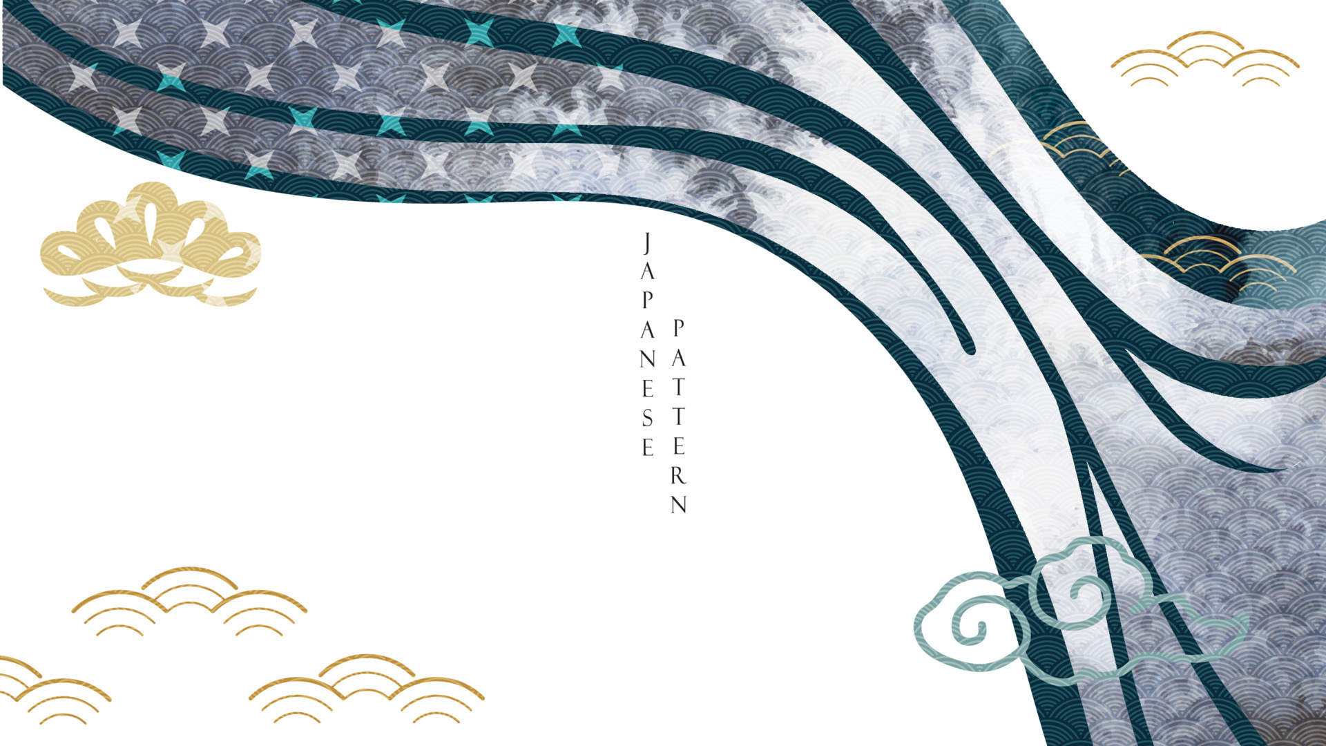 Abstract Art Background With Japanese Pattern And Icon Vector Watercolor Texture With Asian