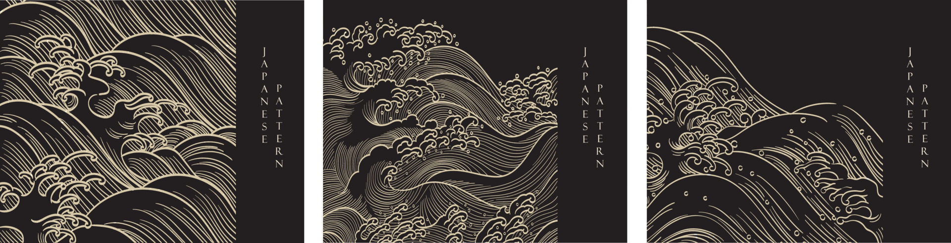 Japanese Hand Drawn Wave Decoration With Line Pattern Vector Abstract