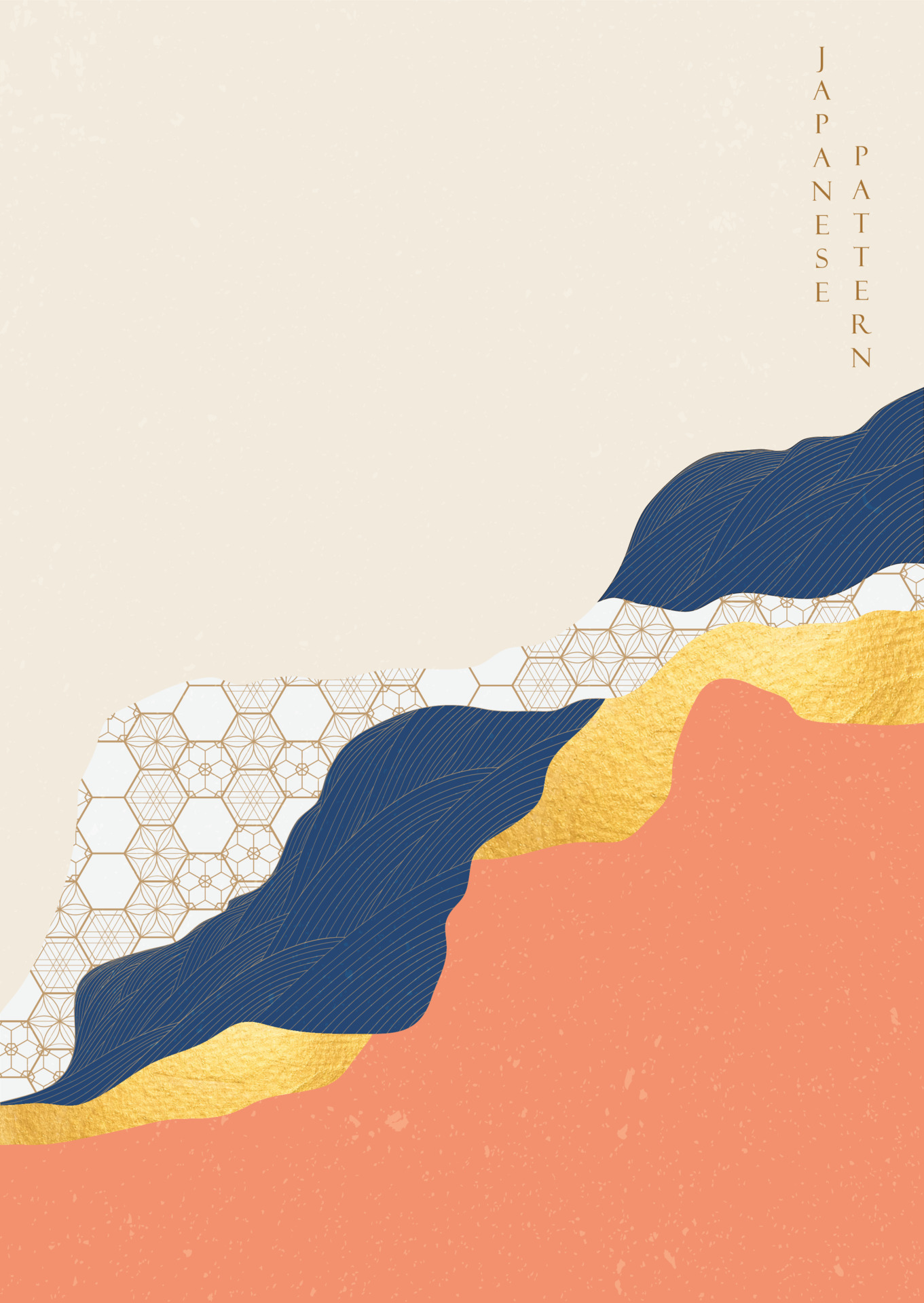 Japanese Pattern With Hand Drawn Line Wave Elements Vector Abstract