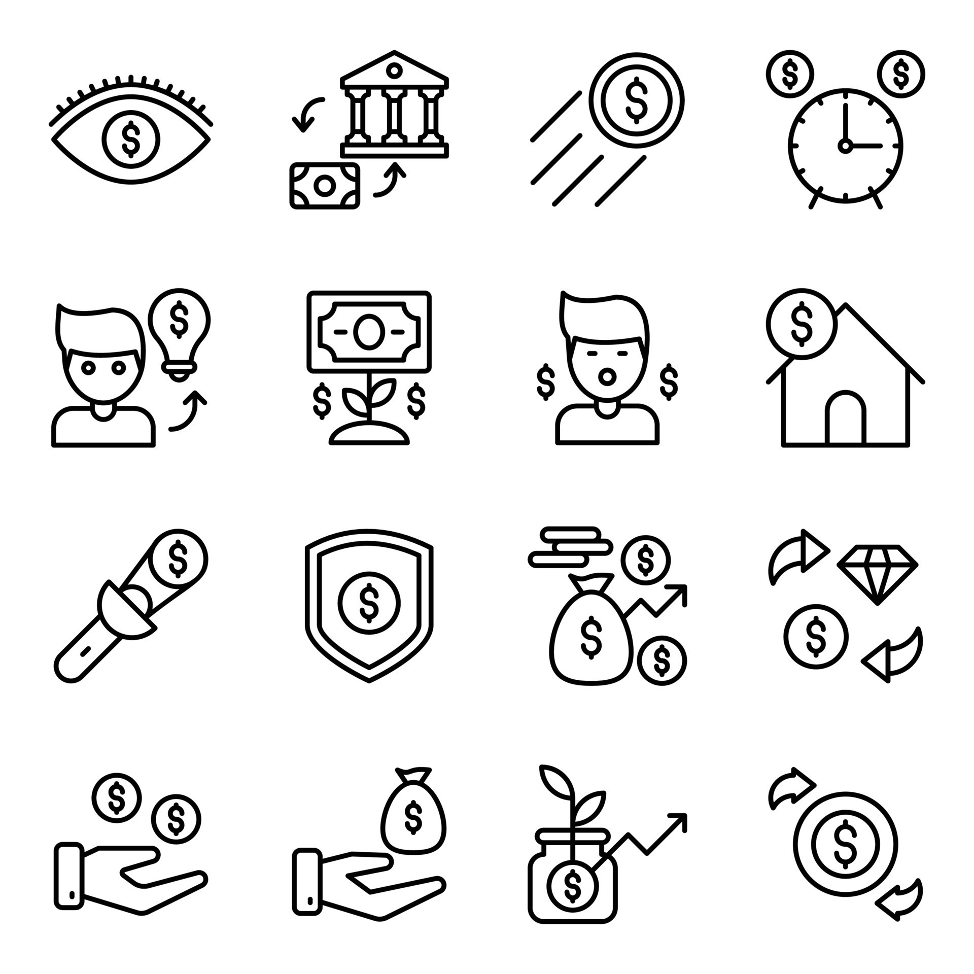 Pack of Money Savings Vector Icons 16760008 Vector Art at Vecteezy