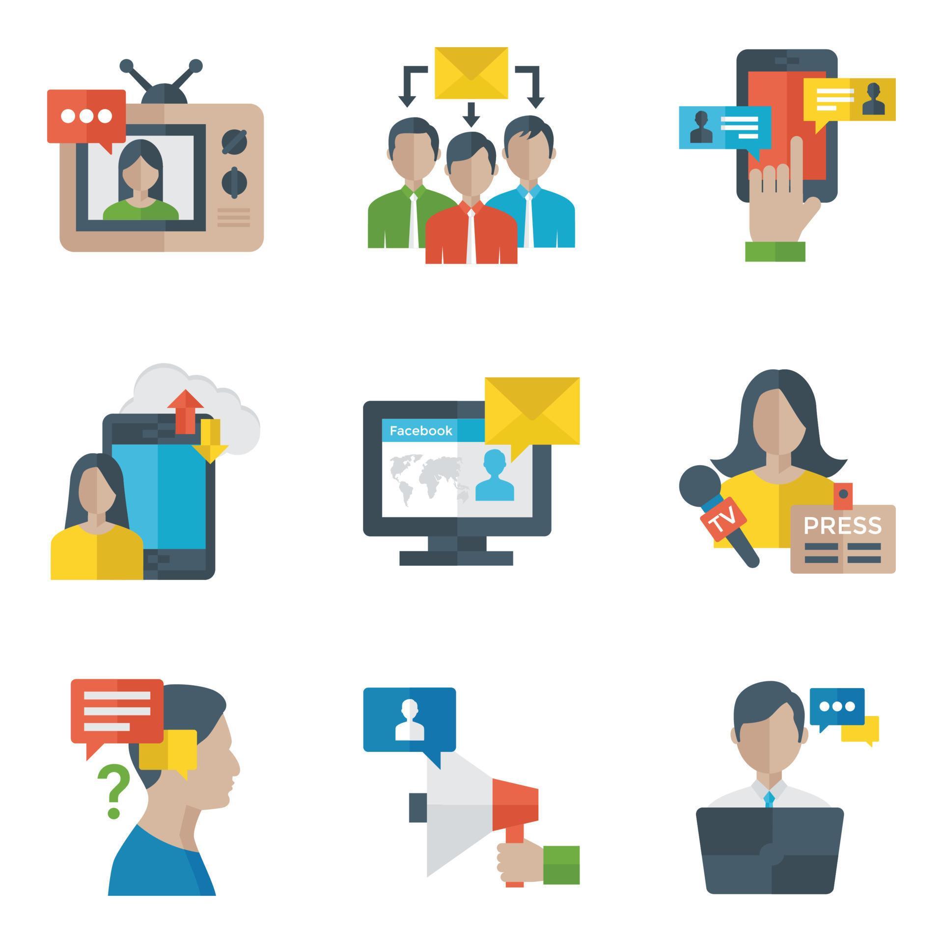 Media And News Flat Icons 16760086 Vector Art at Vecteezy