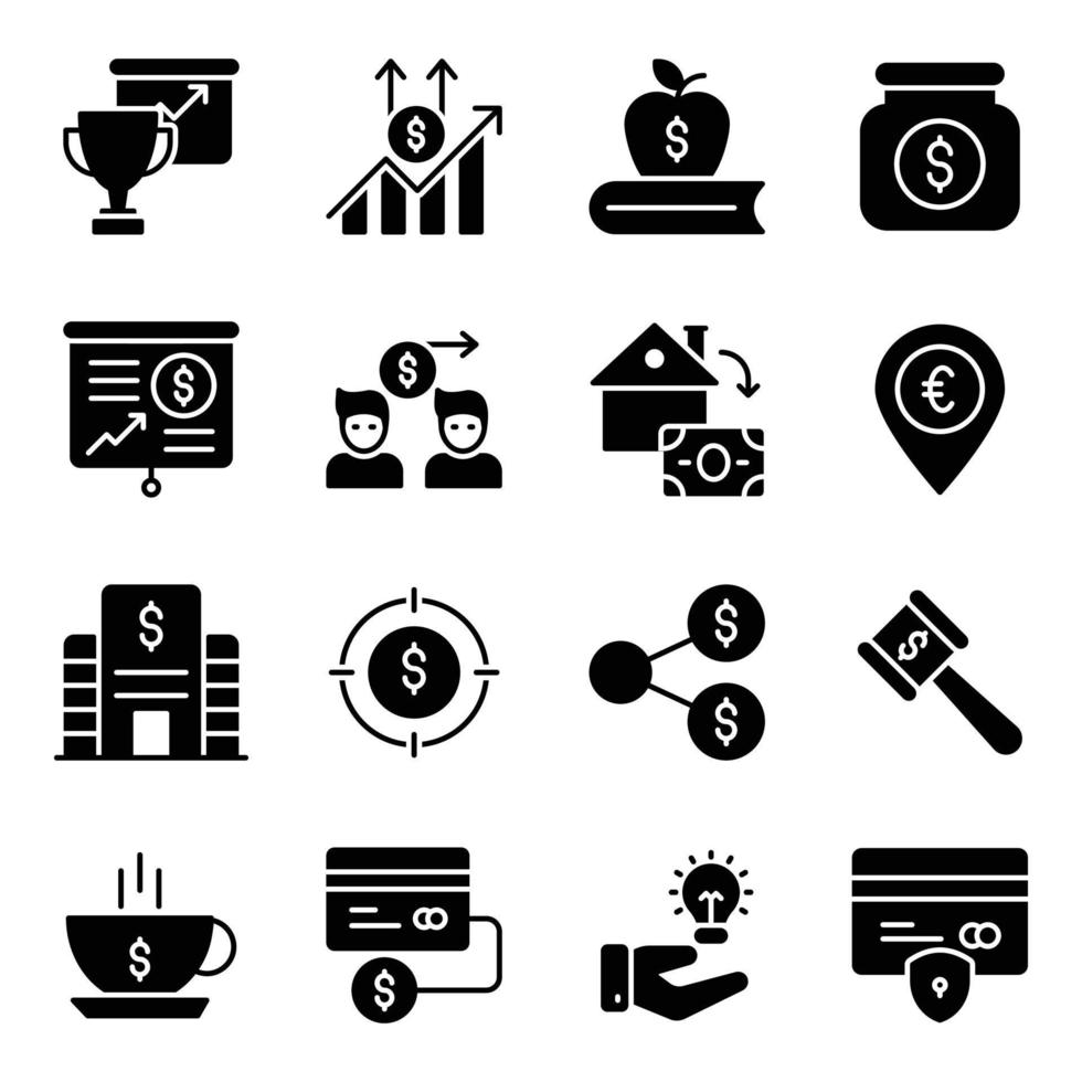 Pack of Trade Glyph Vector Icons 16760090 Vector Art at Vecteezy