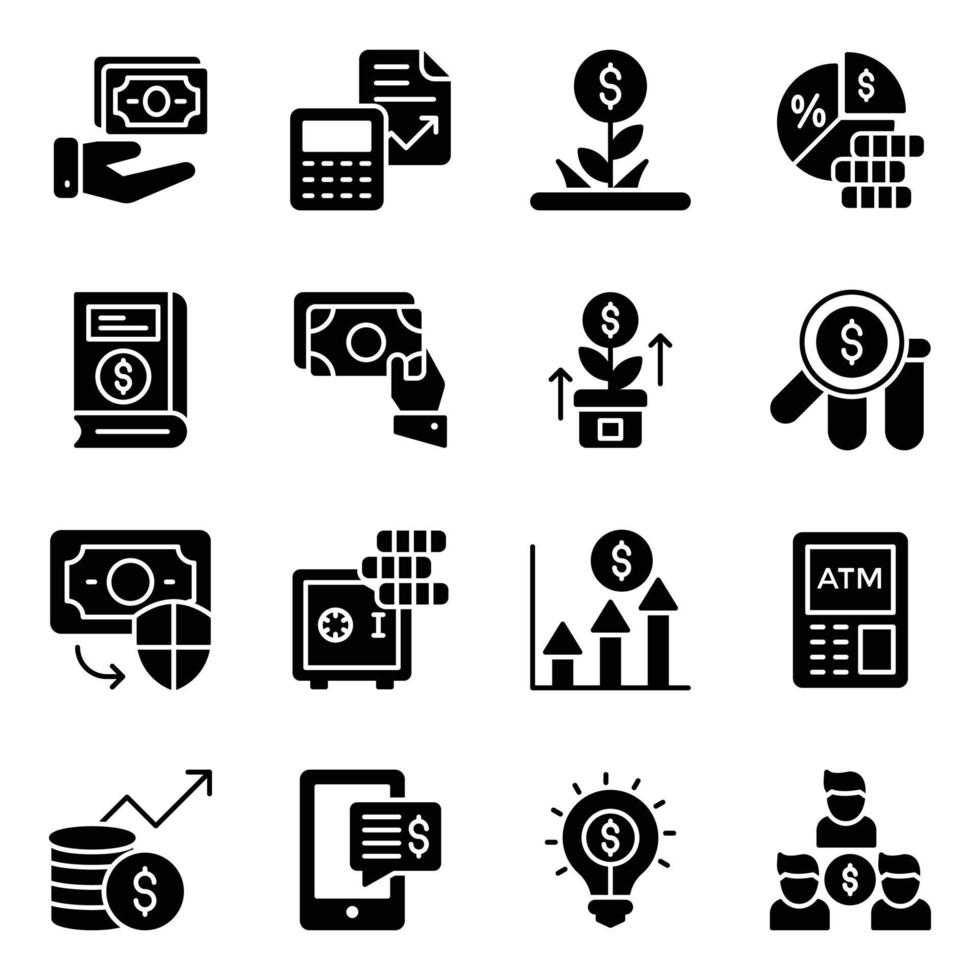 Pack of Business and Savings Glyph Vector Icons 16760241 Vector Art at ...