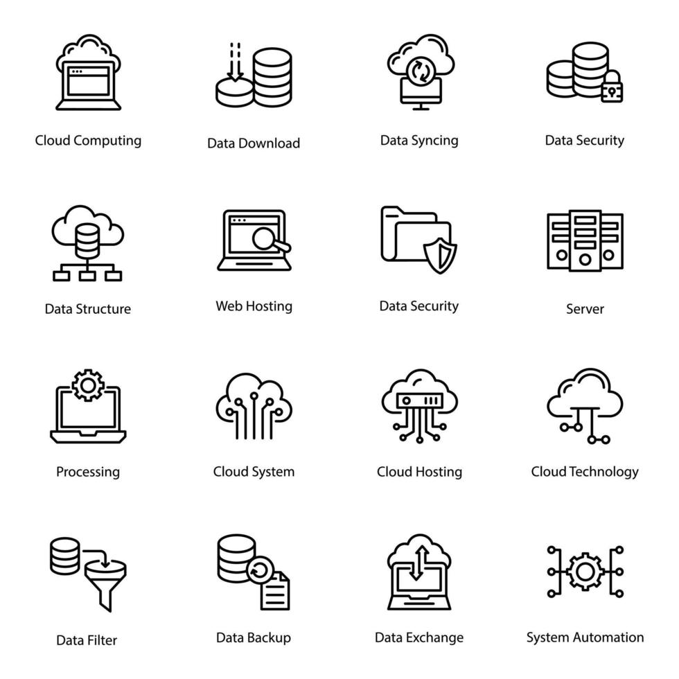 Cloud Computing Line Icons Set 16760305 Vector Art at Vecteezy Cloud Computing Line Icons Set 16760305 Vector Art at Vecteezy