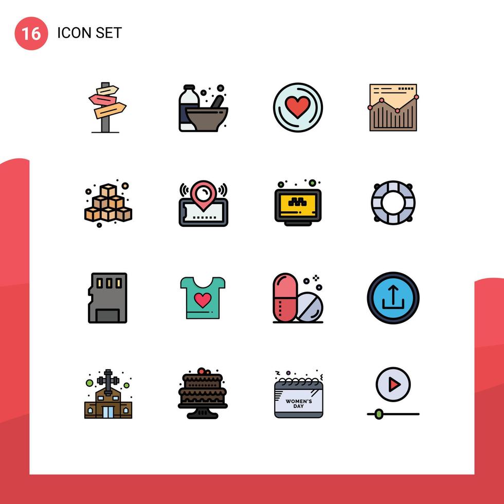 Editable Vector Line Pack of 16 Simple Flat Color Filled Lines of box ...