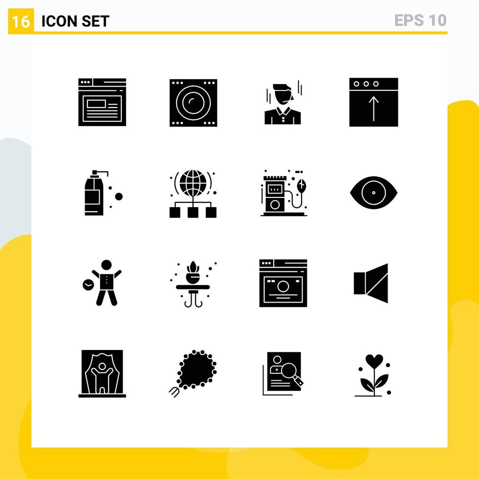 16 Thematic Vector Solid Glyphs And Editable Symbols Of Detergent Upload Businessman Mac App