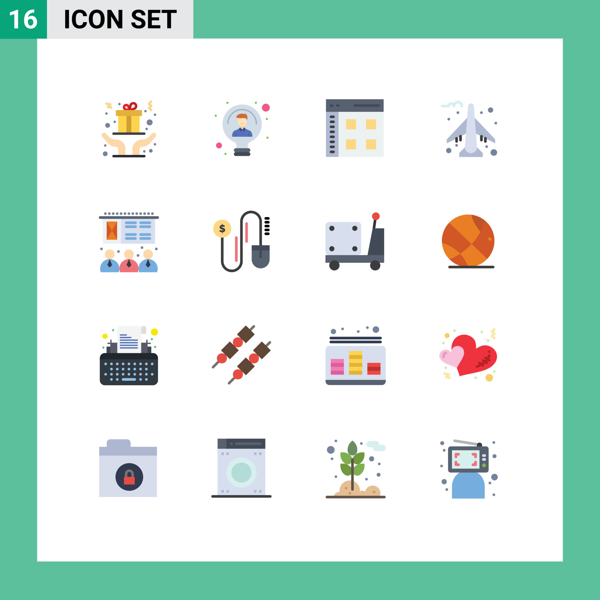User Interface Pack Of 16 Basic Flat Colors Of Lecture Airport User Airplane User Editable Pack