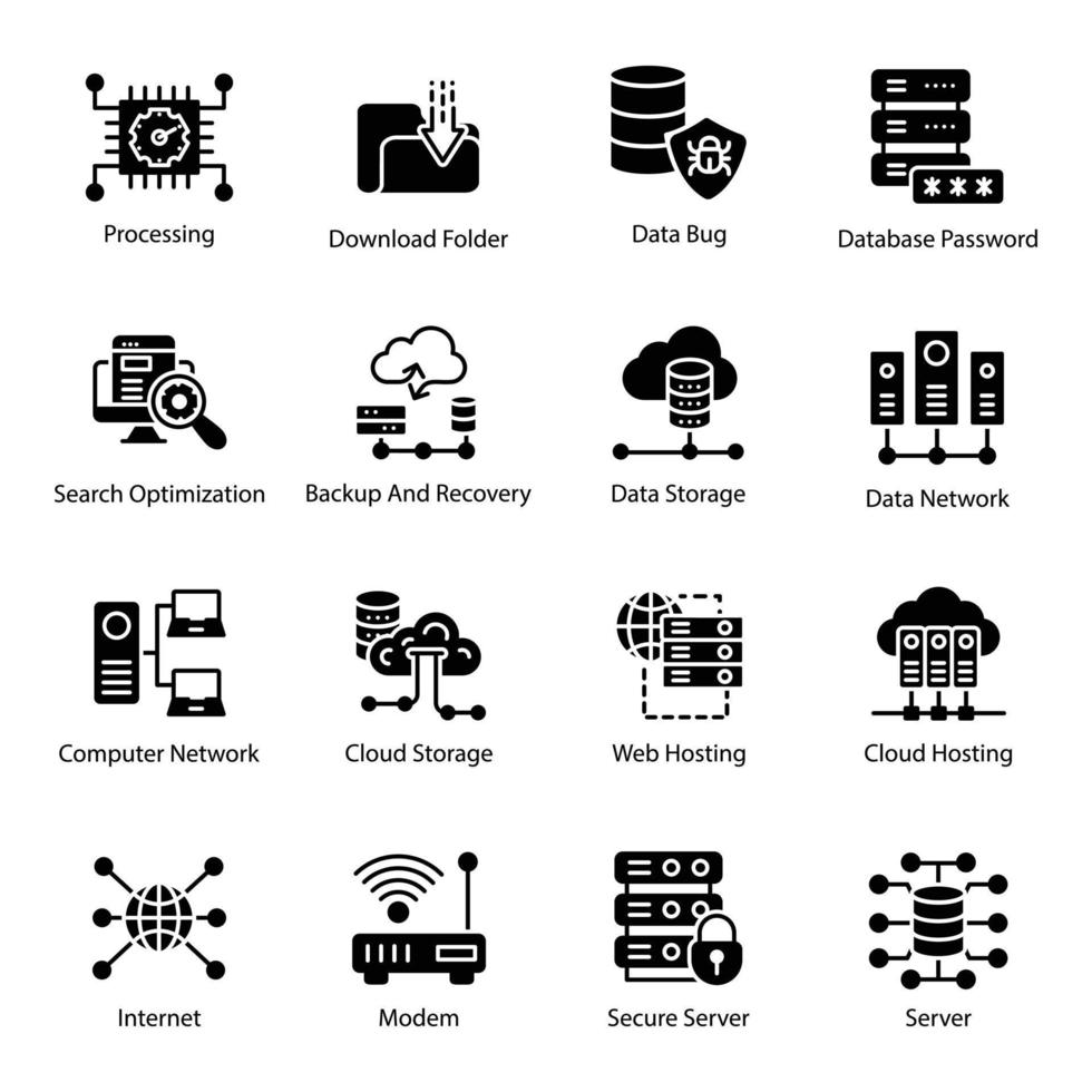 Pack of Data and Cloud Hosting Vector Icons 16761289 Vector Art at Vecteezy