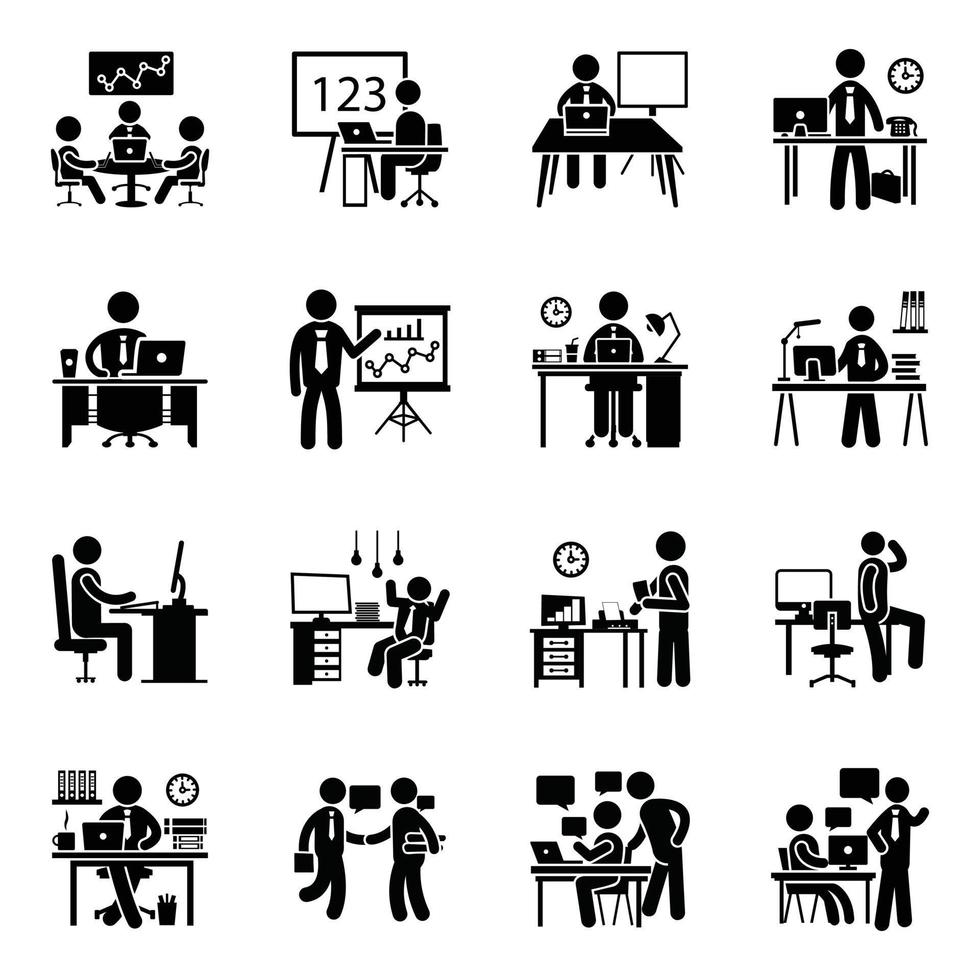 Business Employees Glyph Vector Icons Set 16761381 Vector Art at Vecteezy