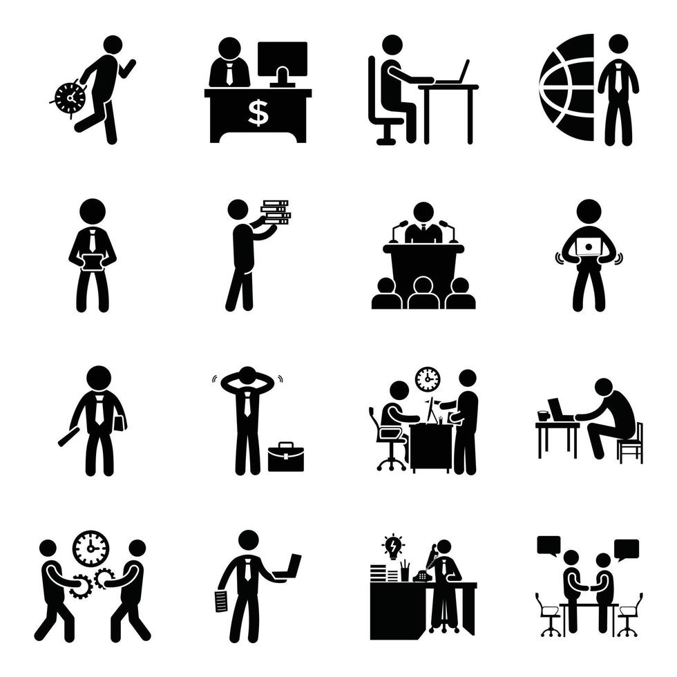 Business Management Glyph Vector Icons Set 16761572 Vector Art at Vecteezy