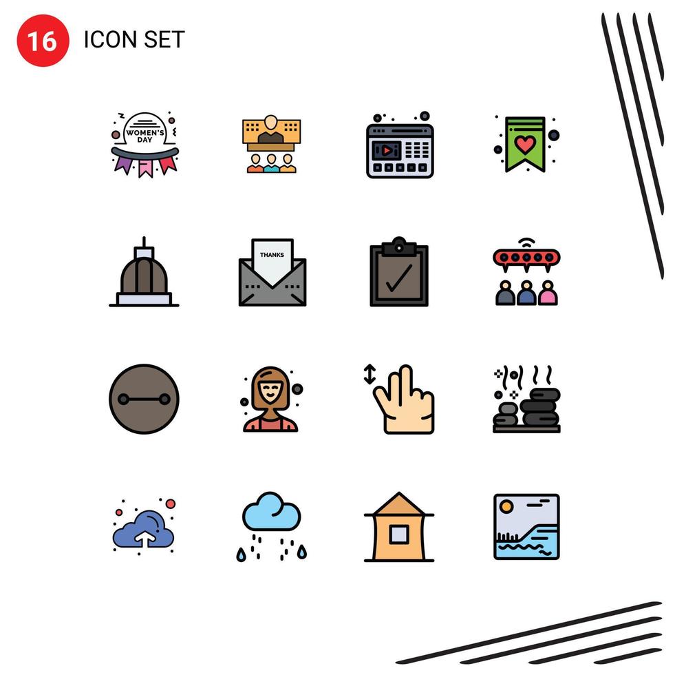 Stock Vector Icon Pack of 16 Line Signs and Symbols for wish list ...