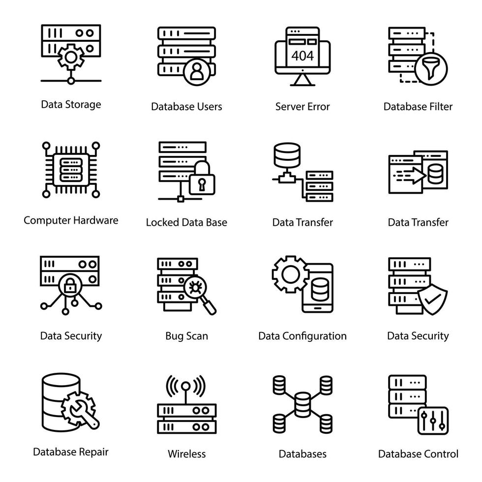 Pack of Database Hosting Vector Icons 16761988 Vector Art at Vecteezy