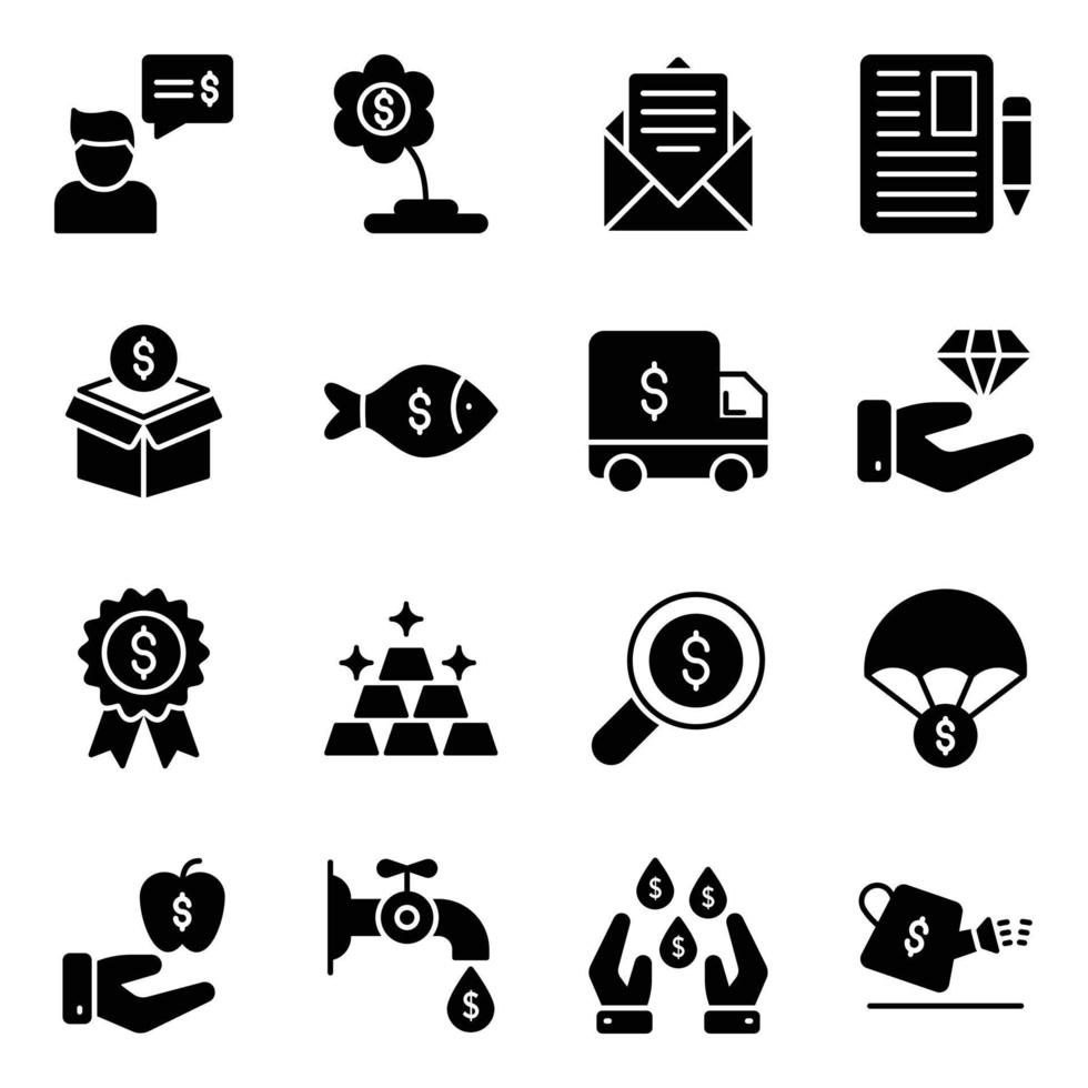 Pack of Business Glyph Vector Icons 16762217 Vector Art at Vecteezy