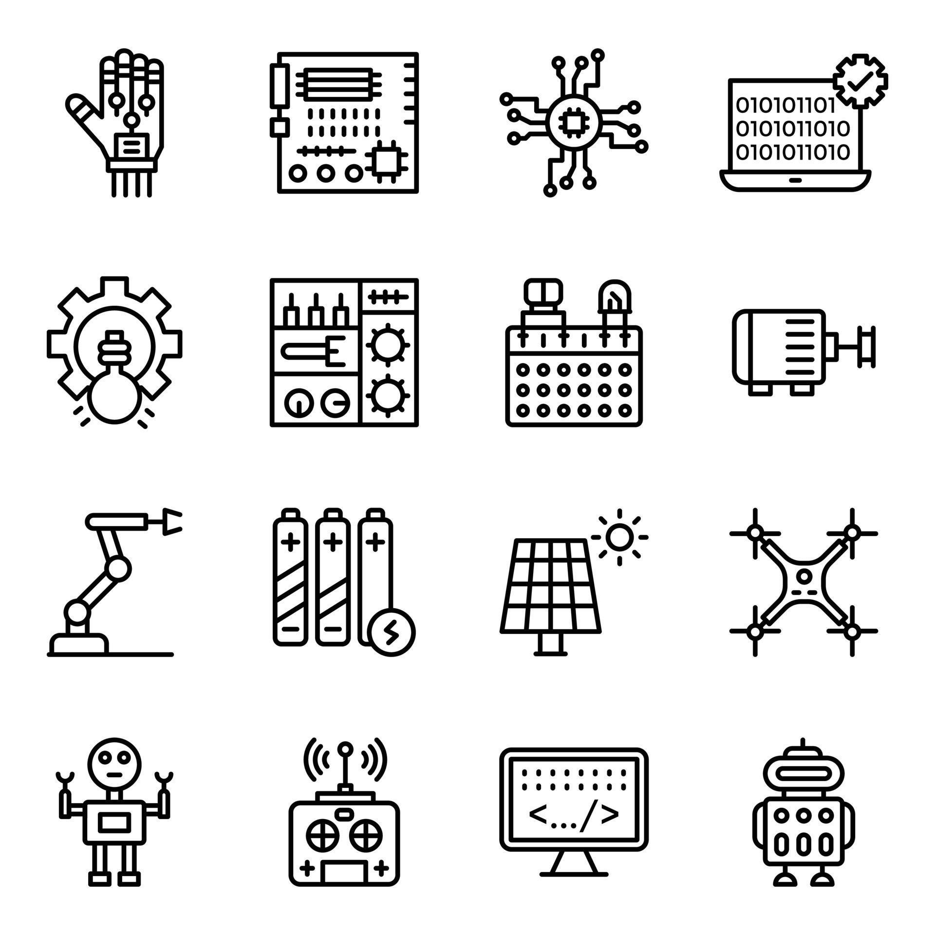 Robotics Engineering Line Vector Icons 16762220 Vector Art at Vecteezy
