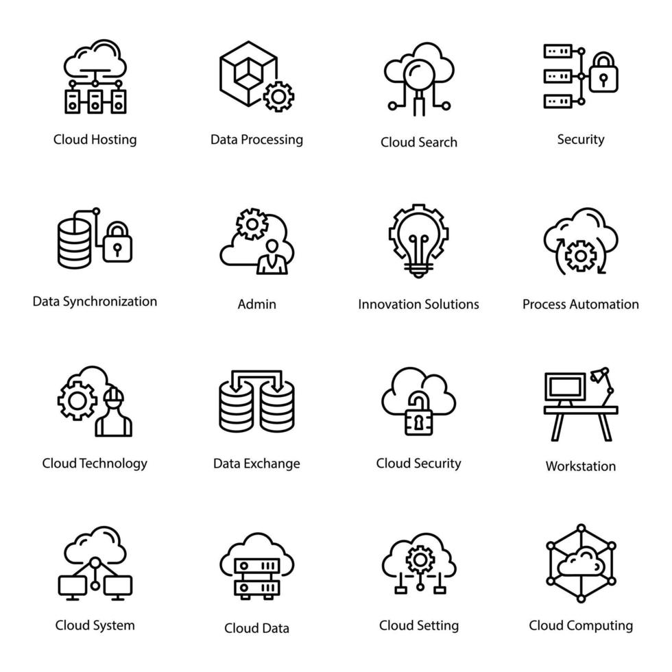 Cloud Hosting Line Icons Pack 16762438 Vector Art At Vecteezy