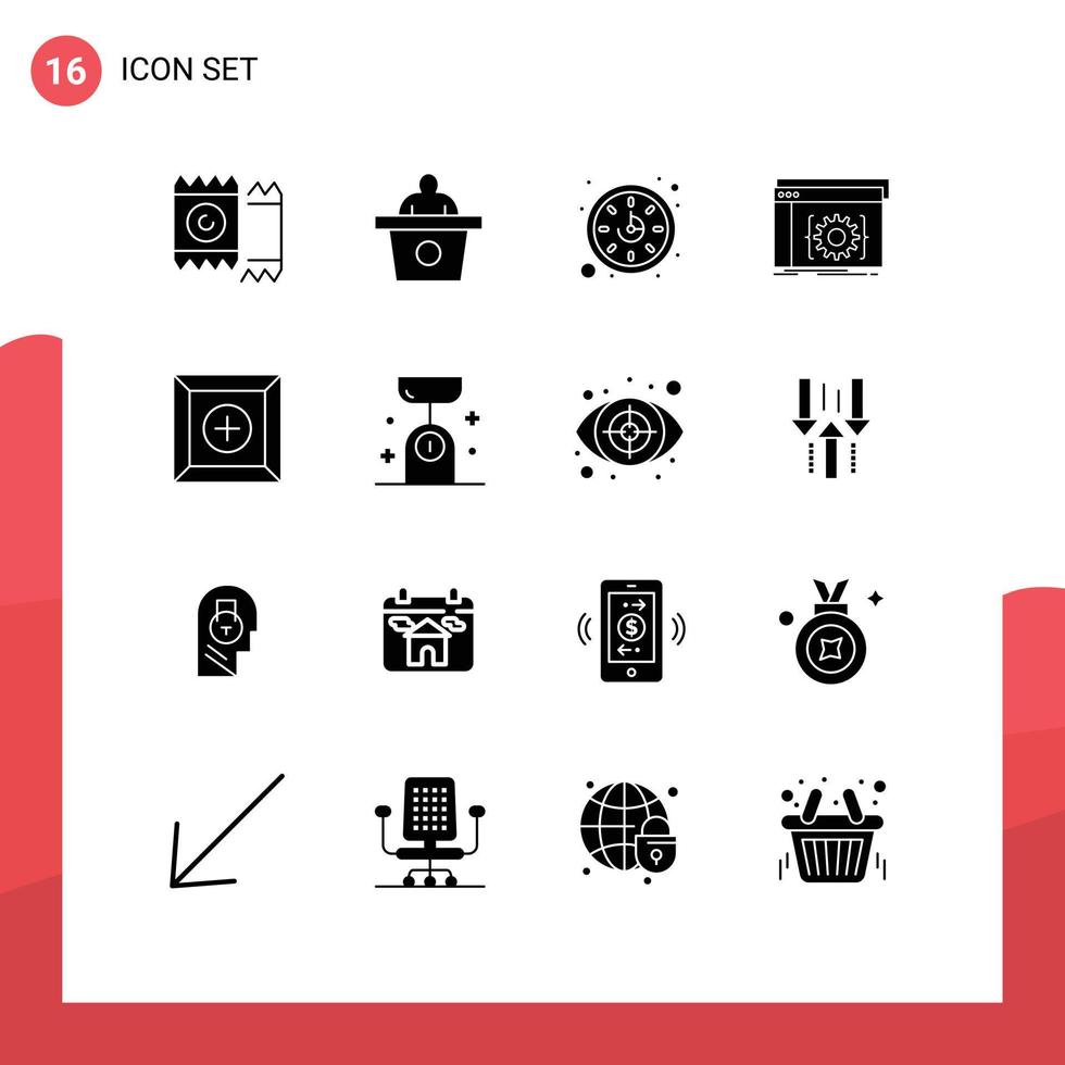 Set of 16 Modern UI Icons Symbols Signs for product box time software coding Editable Vector ...
