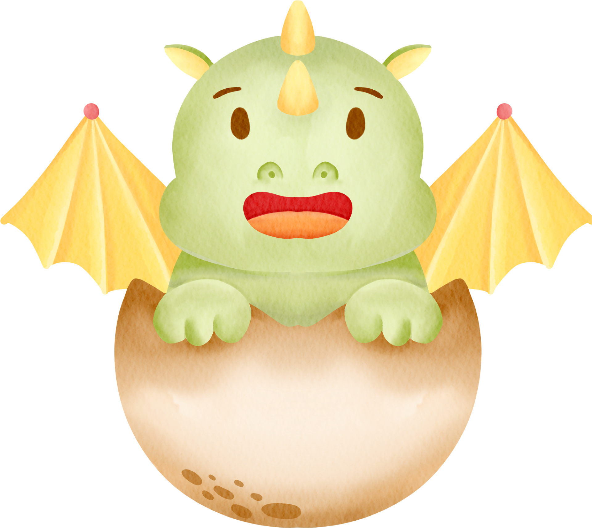 watercolor fairy tale cute kids dragon element clip art collection ...