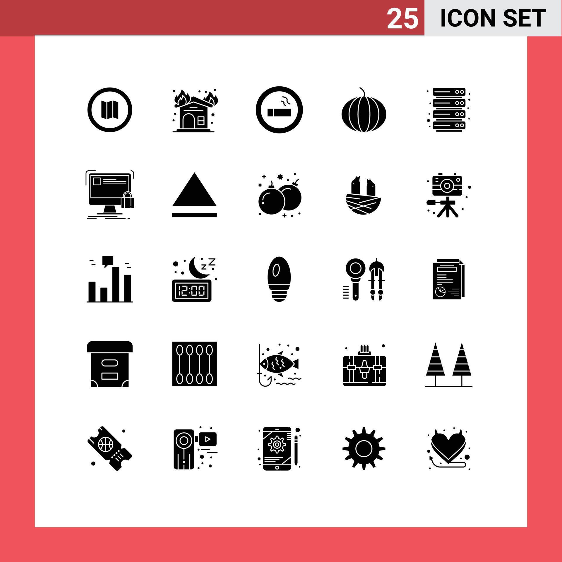 Set Of 25 Modern Ui Icons Symbols Signs For Protection Server Cigarette