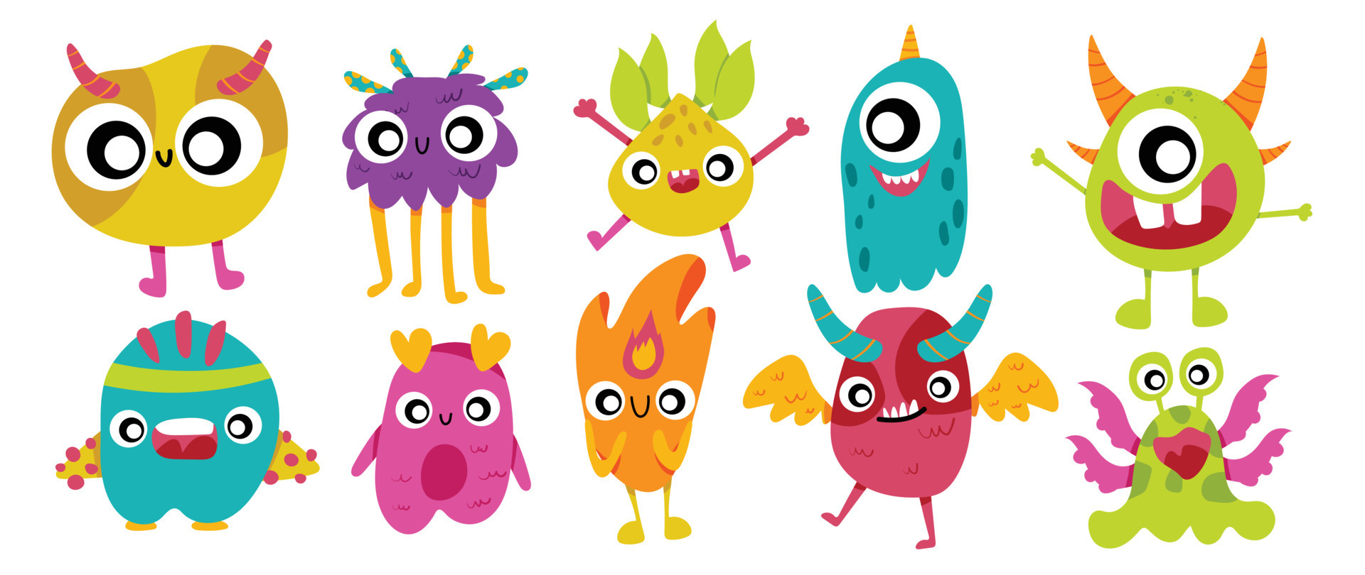 Cute and Kawaii monster kids icon set. Collection of cute cartoon ...