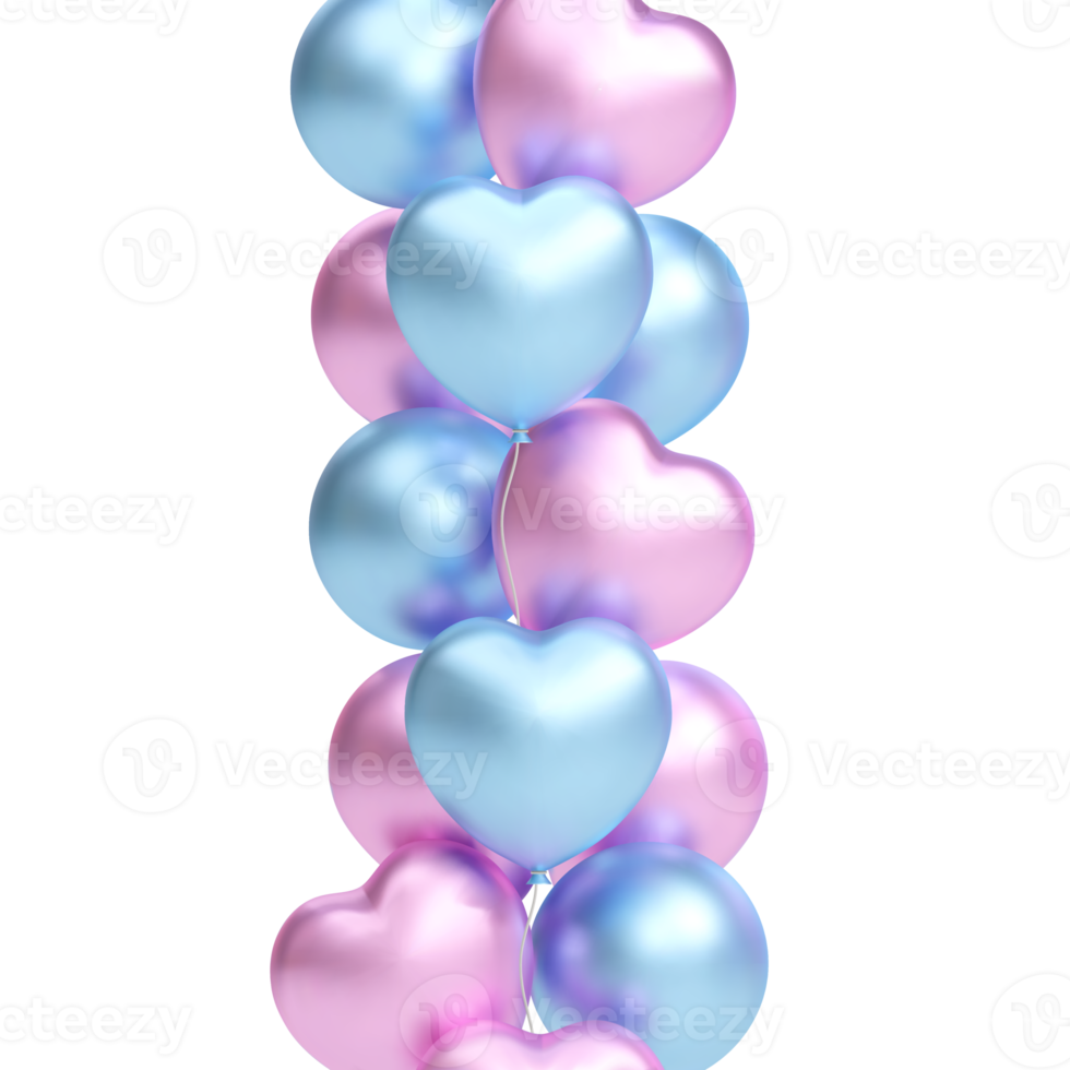 Ramo Montón De Globos Rosas Y Azules Realistas Volando Ilustración
