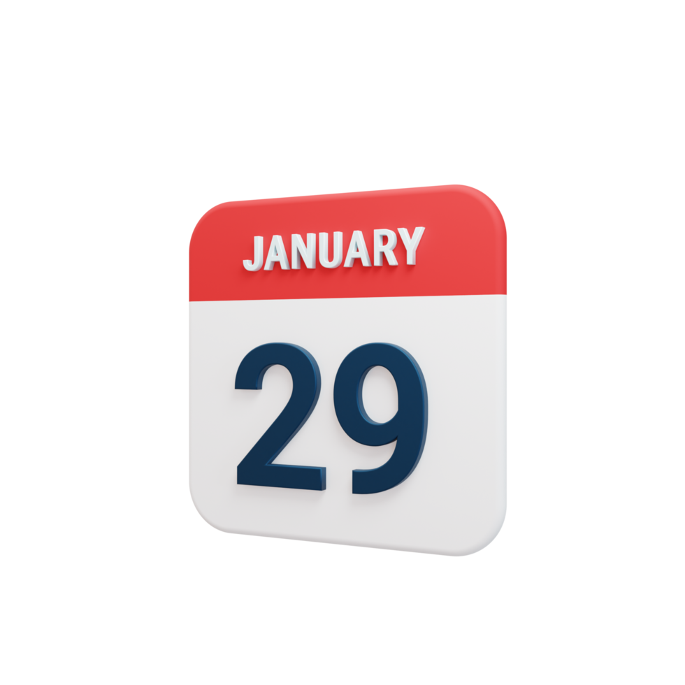 enero icono de calendario realista ilustración 3d fecha 29 de enero 16771276 PNG