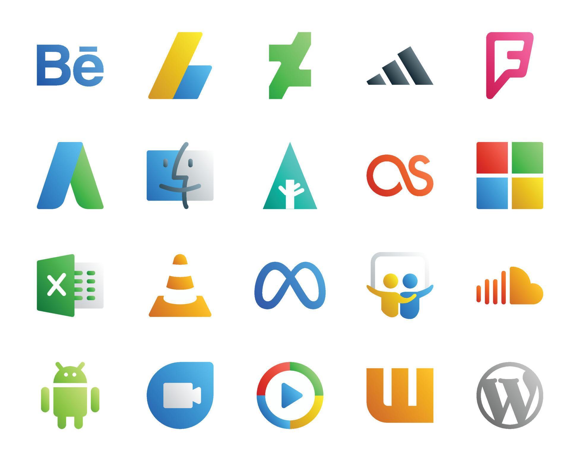 20 Social Media Icon Pack Including slideshare meta forrst player vlc ...