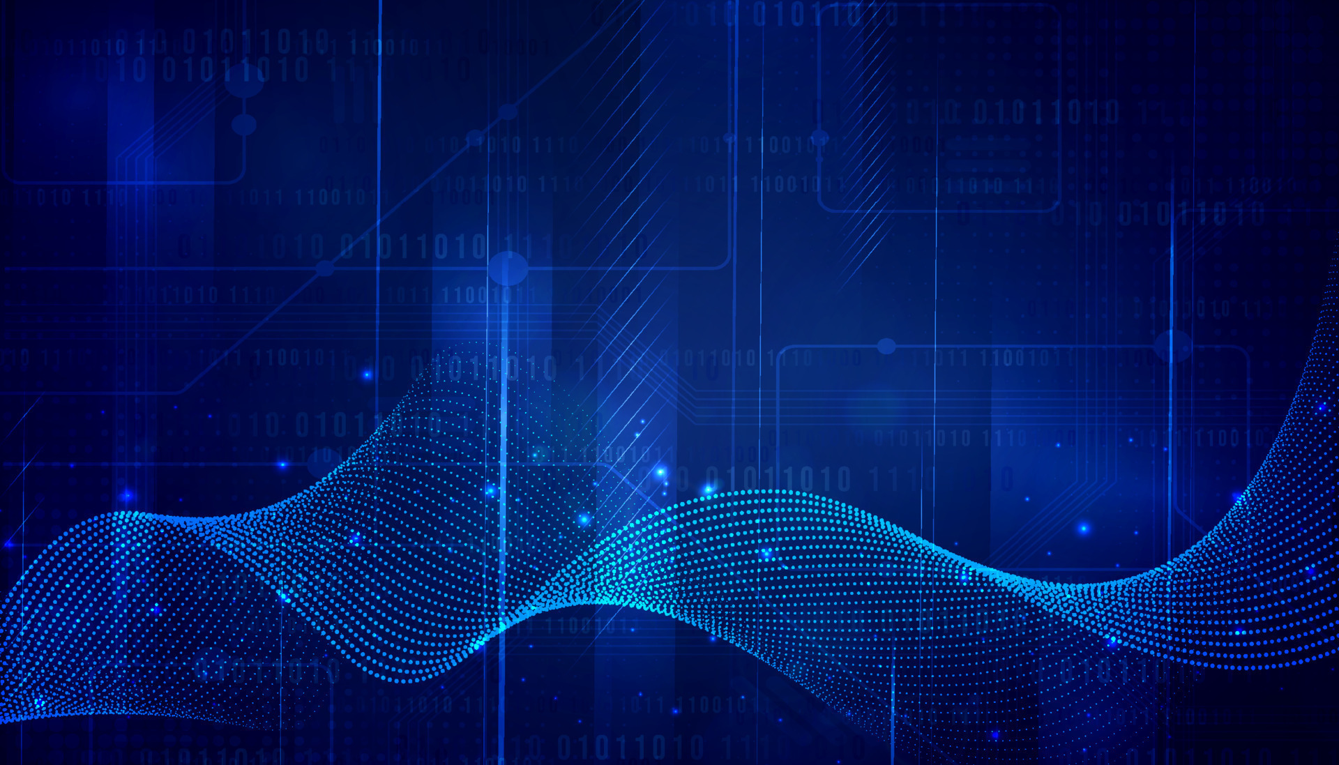 Digital technology data blue background, online cyber media algorithm, abstract wave futuristic ...