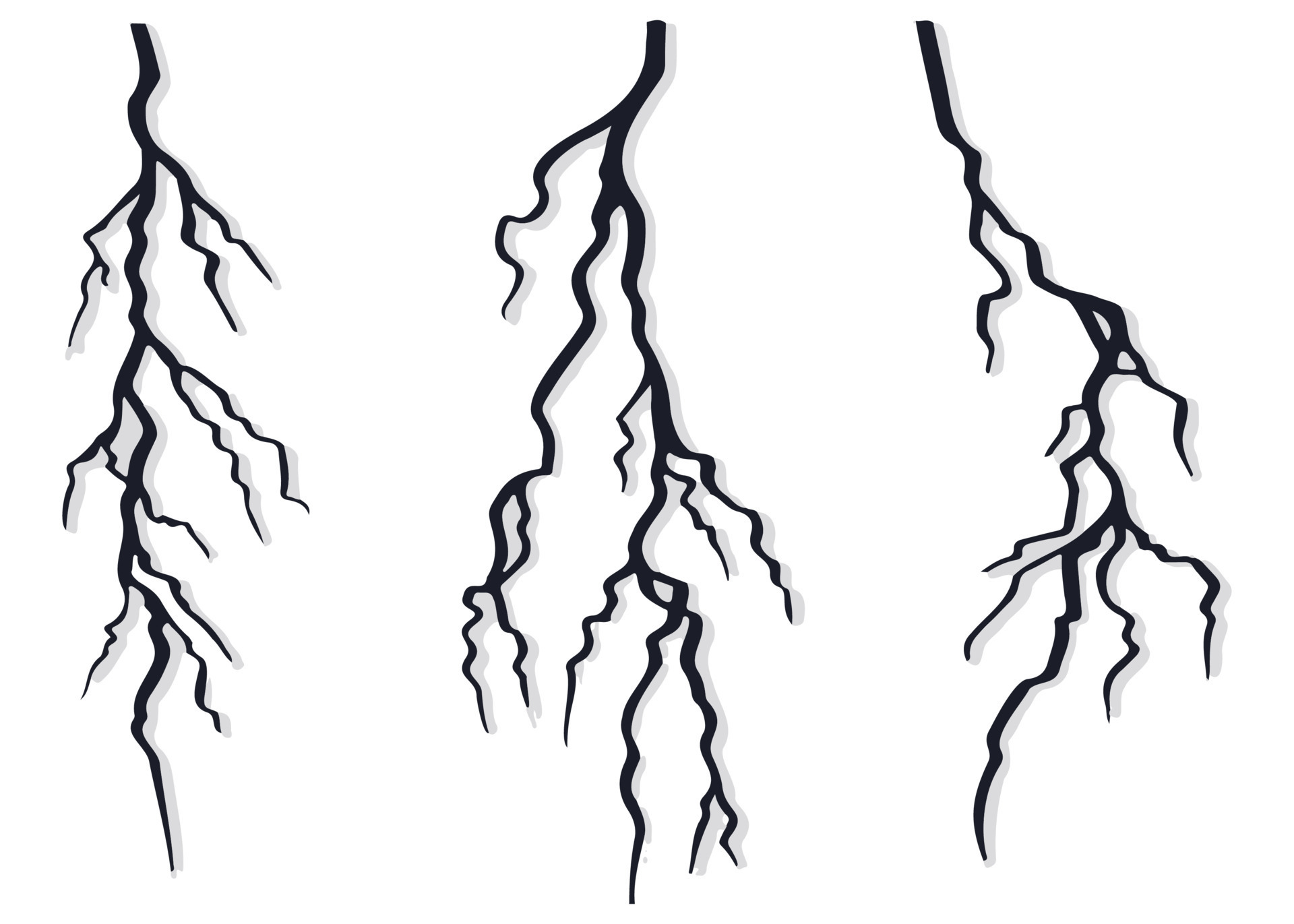 Lightning Strike Illustration Silhouette Electrical Set Realistic