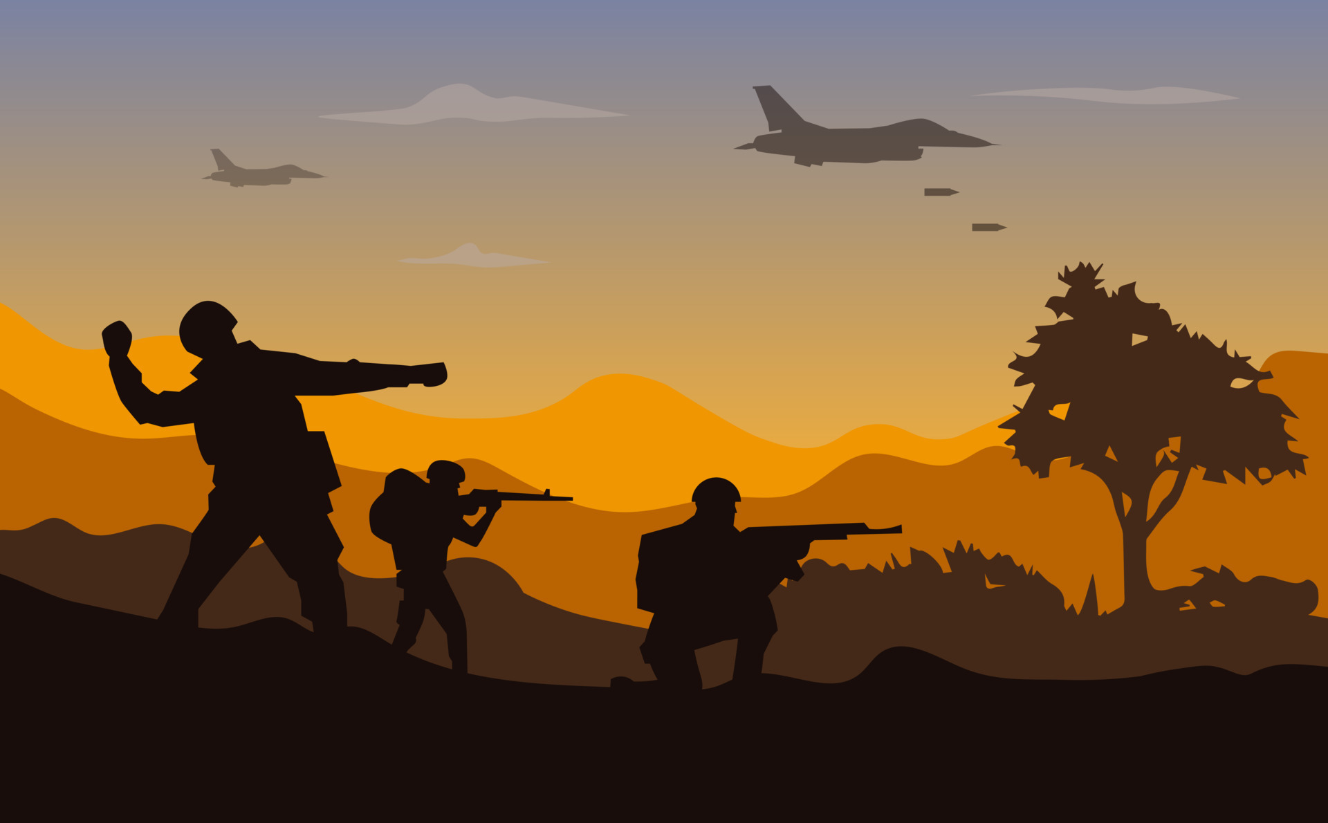 War military vector illustration, army background, soldier silhouette ... War military vector illustration, army background, soldier silhouette ...