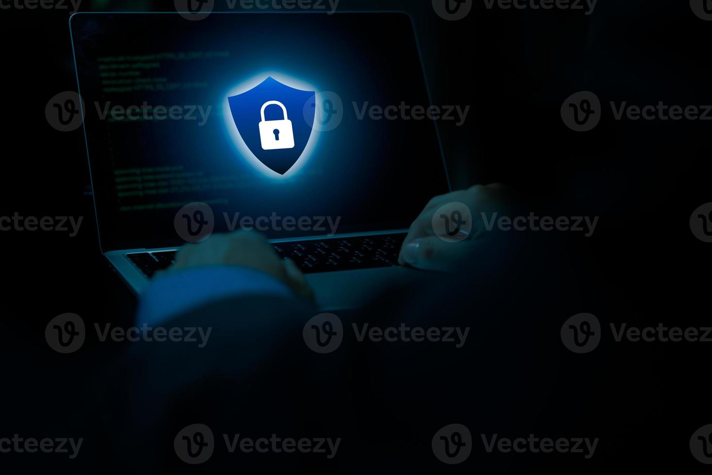 Cybersecurity Danger Online Data Fraud Or Identity Theft Lock To Protect From Cyber Scam Laptop