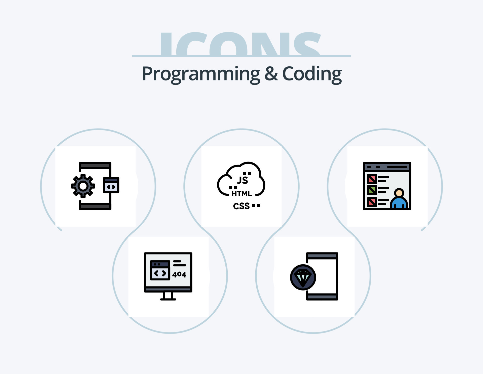 Programming And Coding Line Filled Icon Pack 5 Icon Design Development Development Coding