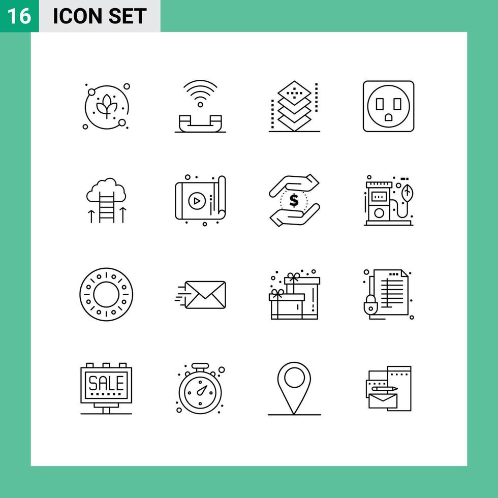 16 Universal Outline Signs Symbols Of Dream Career Path Coding Socket Programing Editable Vector