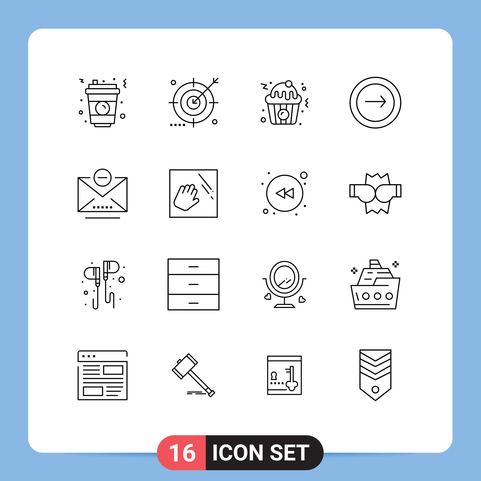 User Interface Pack Of 16 Basic Outlines Of Email Mobile Search Interface Application Editable
