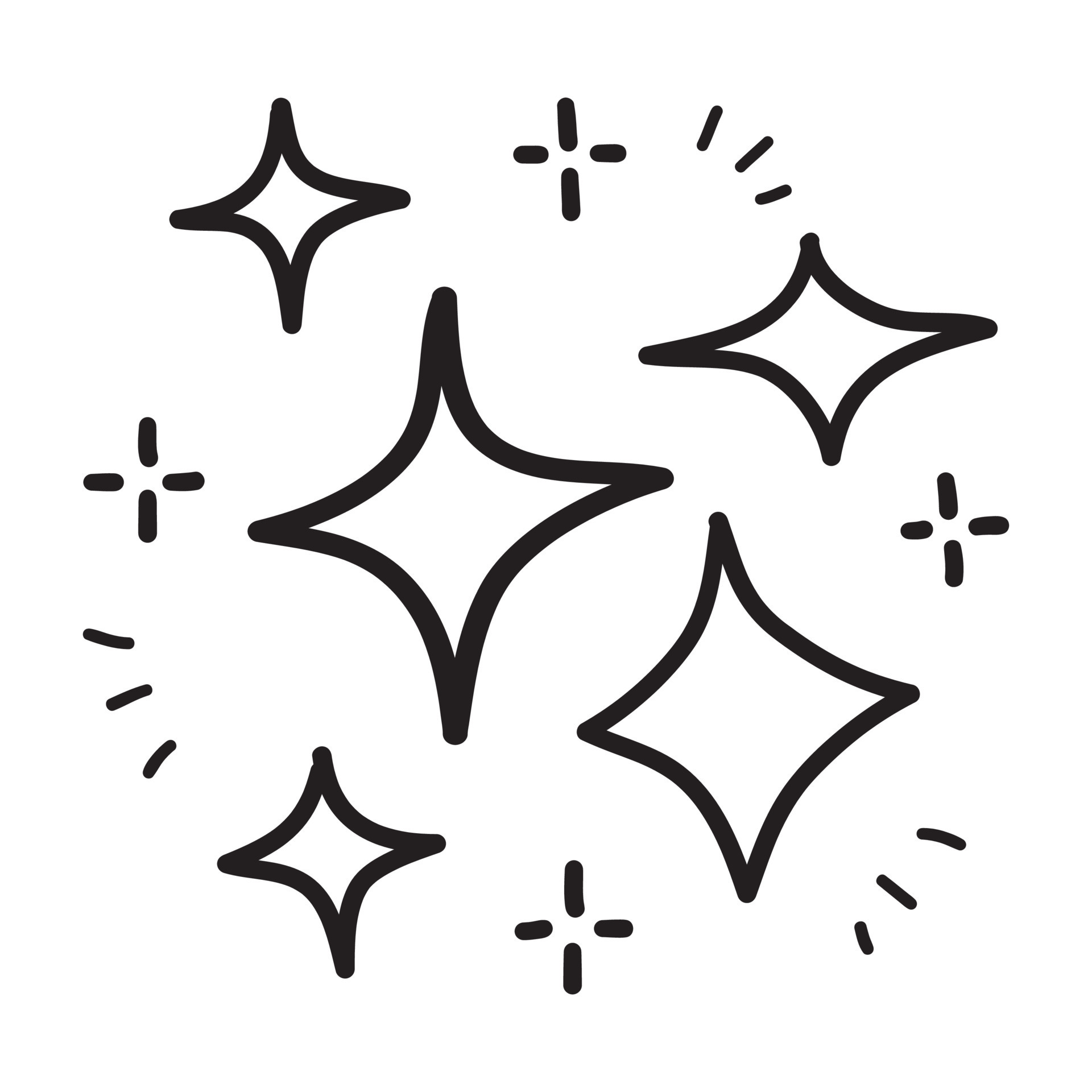 doodle set of vector stars sparkle icon, clean surface icon. Glowing ... doodle set of vector stars sparkle icon, clean surface icon. Glowing ...