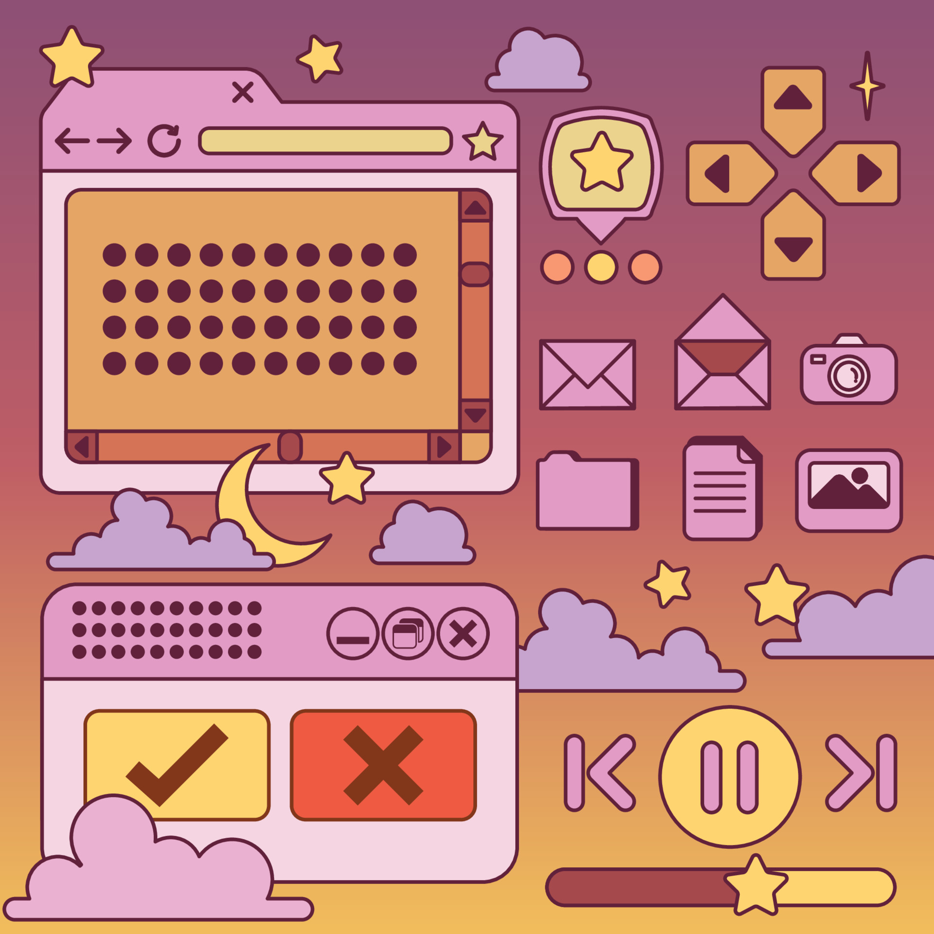 Cute Notes Nighttime Computer User Interface 16775780 Vector Art at ... Cute Notes Nighttime Computer User Interface 16775780 Vector Art at ...