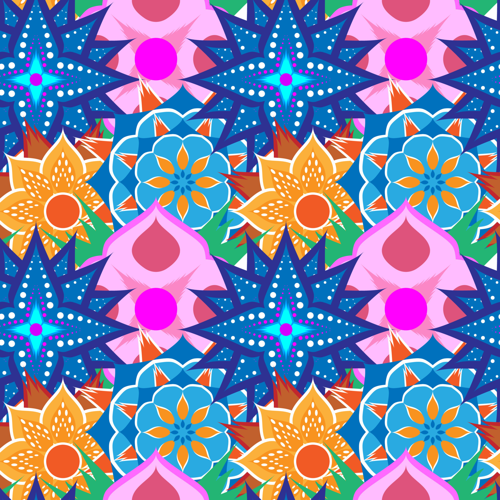 Abstract Geometric Line Seamless Pattern Graphic Stripes Drawing Plant Floral Flower Background