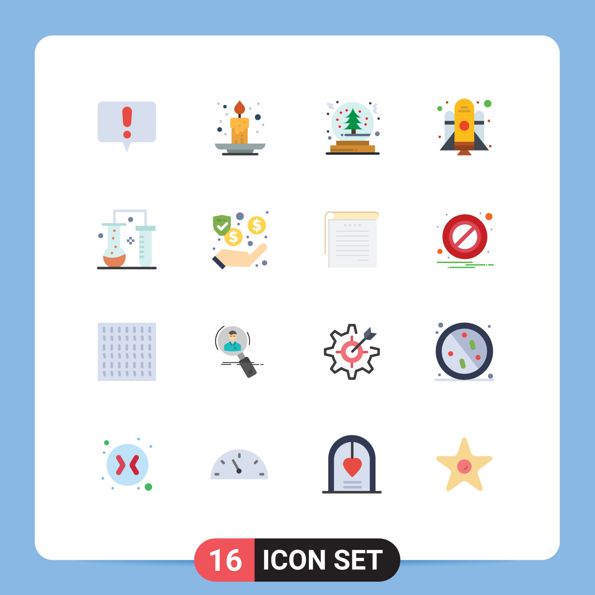 Flat Color Pack Of 16 Universal Symbols Of Science Of Matter Chemistry Snow Chemical Science