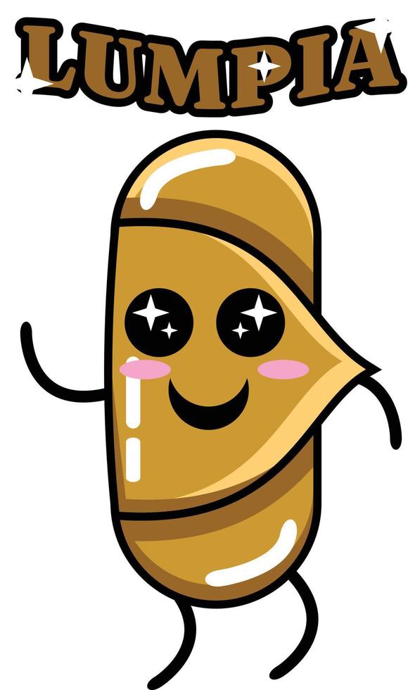 Graphic Illustration Of Traditional Indonesian Snack Mascot Cartoon Lumpia Design 16777596