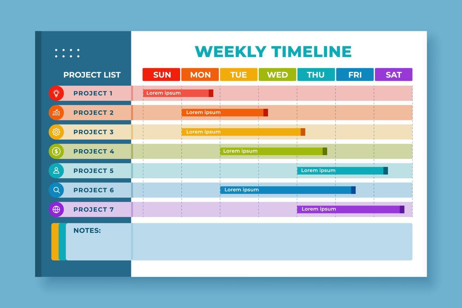 Weekly Timeline Template 16777856 Vector Art at Vecteezy Weekly Timeline Template 16777856 Vector Art at Vecteezy