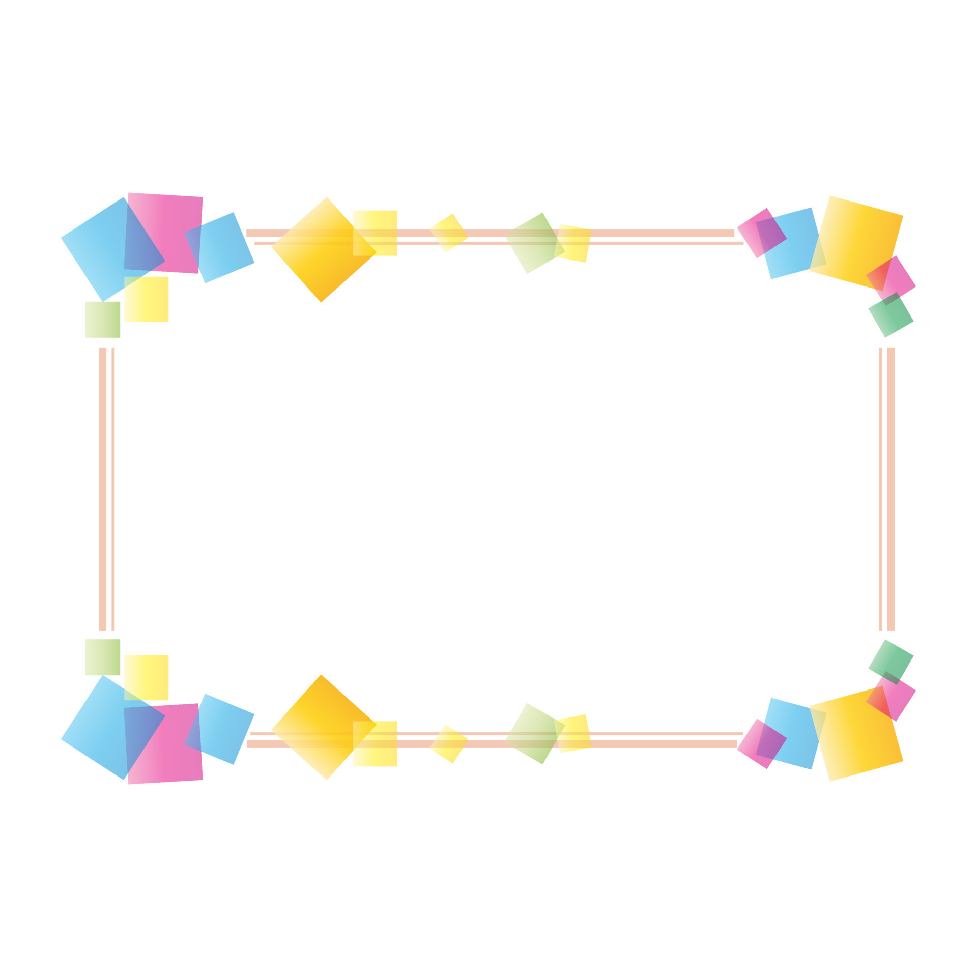 Cute colorful decorative rectangular border with square shape pattern. Photo album, picture ...