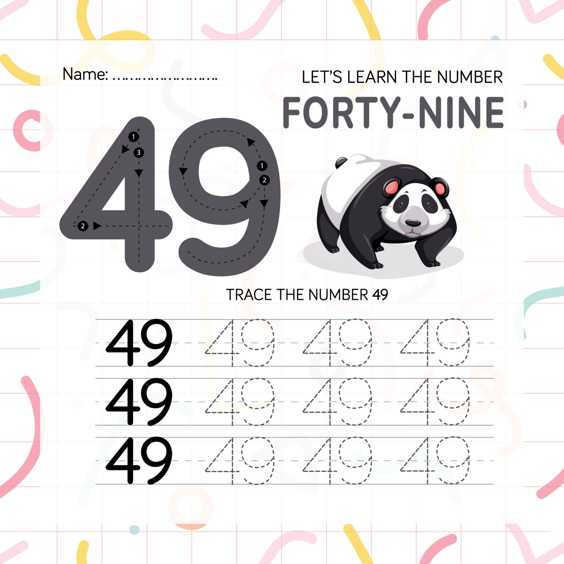 Numbers worksheet for kids, tracing numbers step by step from scratch ...