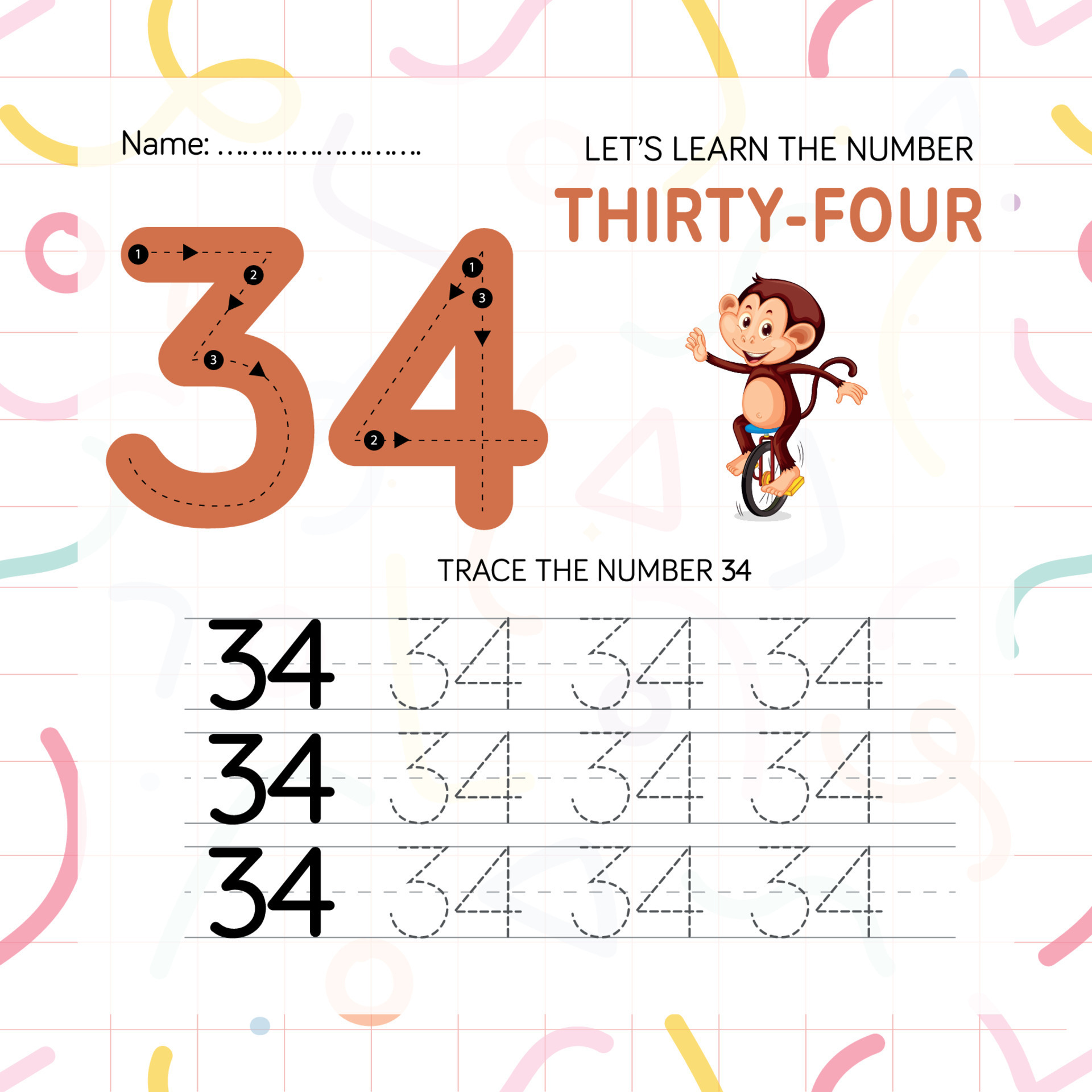 Numbers worksheet for kids, tracing numbers step by step from scratch ...