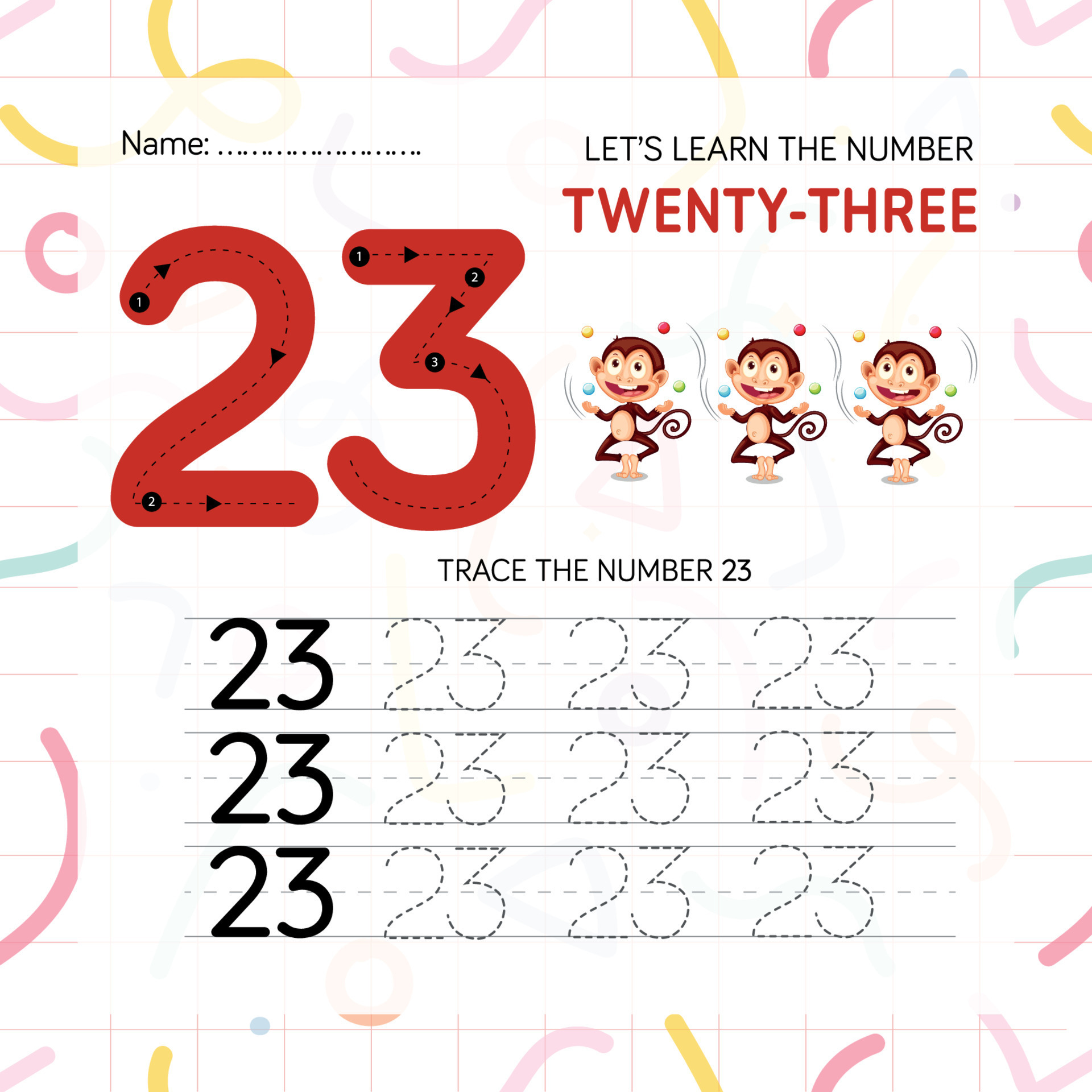 Numbers worksheet for kids, tracing numbers step by step from scratch ...