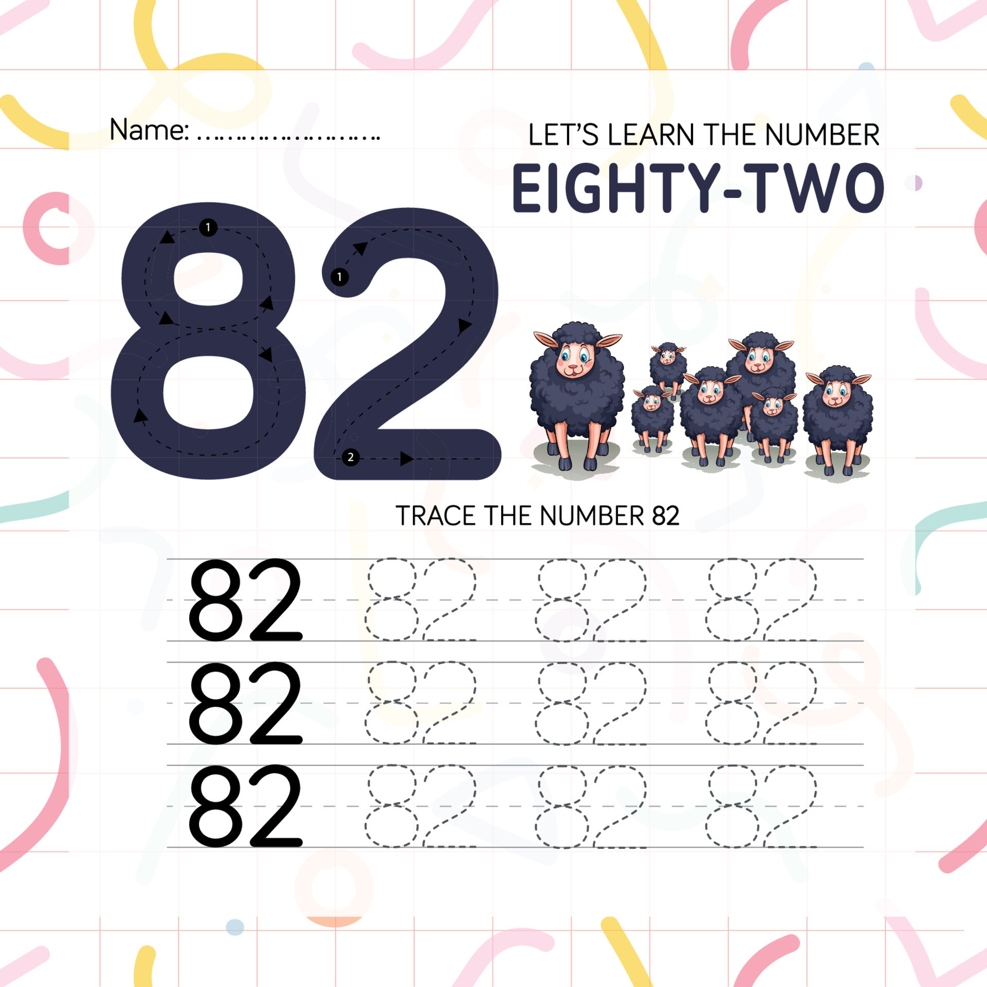 Numbers worksheet for kids, tracing numbers step by step from scratch ...