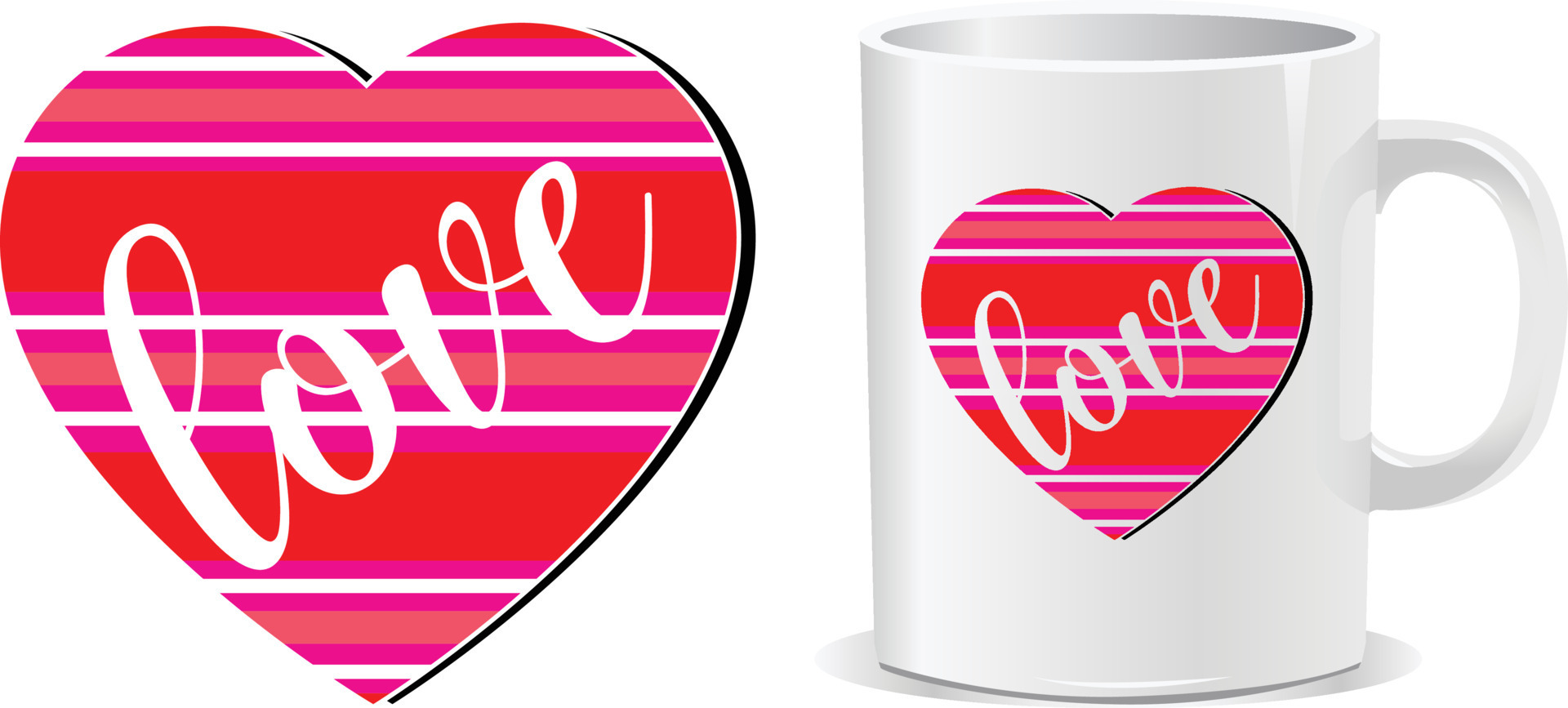 Love Happy valentine's day quotes mug design vector 16795832 Vector Art ...